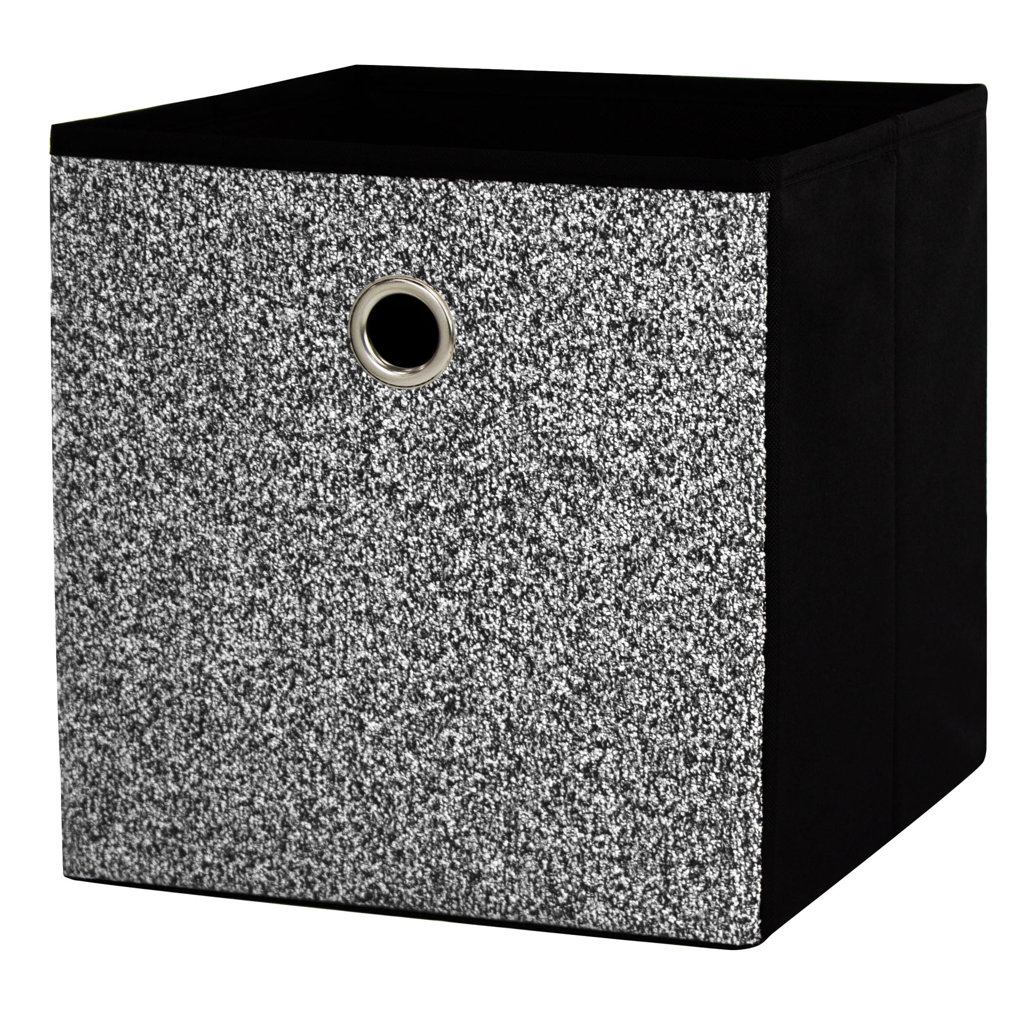 Mainstays Collapsible Fabric Cube Storage Bin, Black & White Boucle ...
