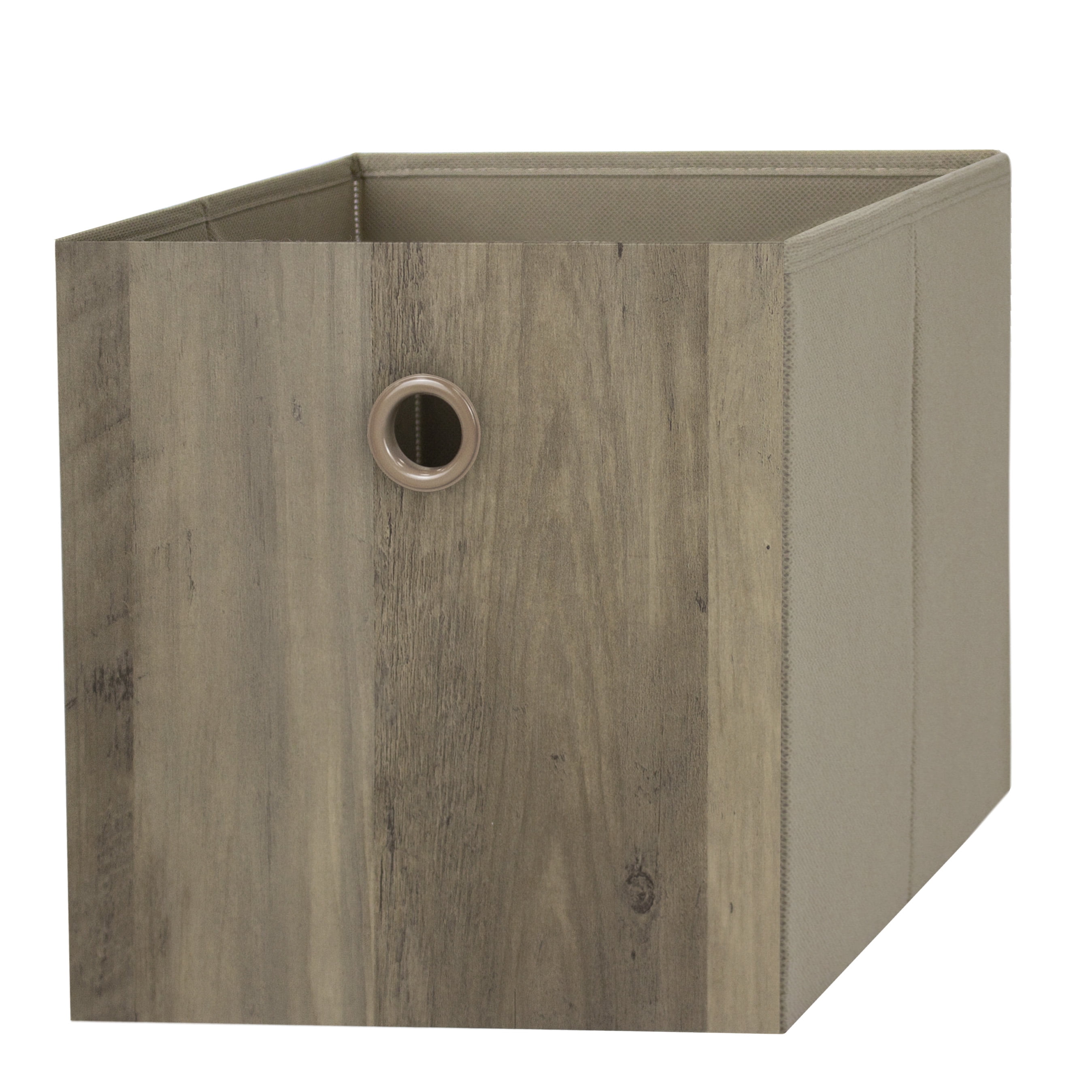 Mainstays Collapsible Fabric Cube Storage Bin, Brown Wood Grain ...