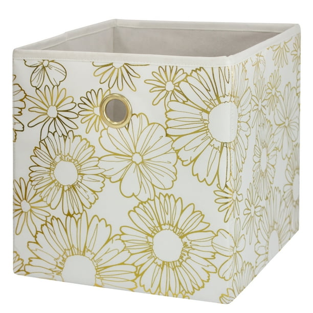 Mainstays Collapsible Fabric Cube Storage Bin, Gold Metallic - Walmart ...