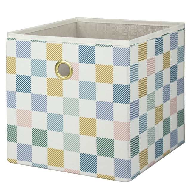 Mainstays Collapsible Fabric Cube Storage Bin, Multi Check - Walmart.com