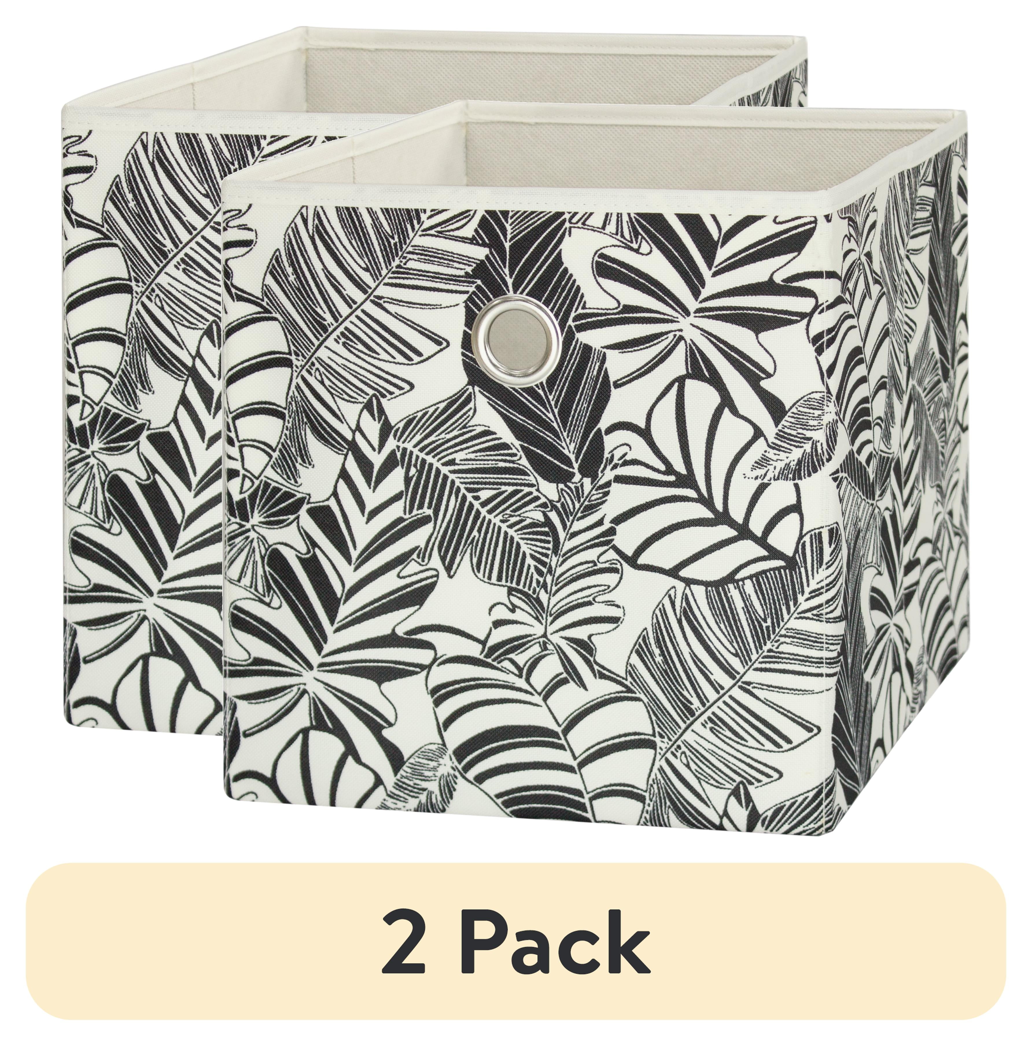 (2 pack) Mainstays Collapsible Fabric Cube Storage Bin, Tropical Black ...