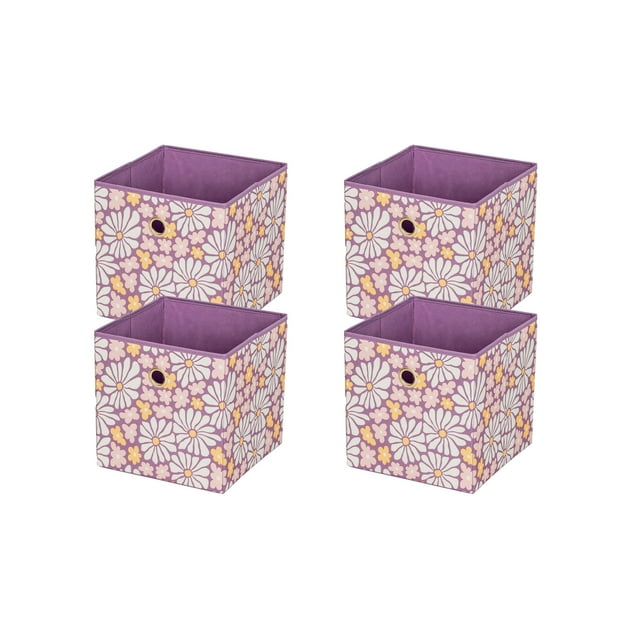 Mainstays Collapsible Fabric Cube Storage Bins (10.5" x 10.5"), 4 Pack ...