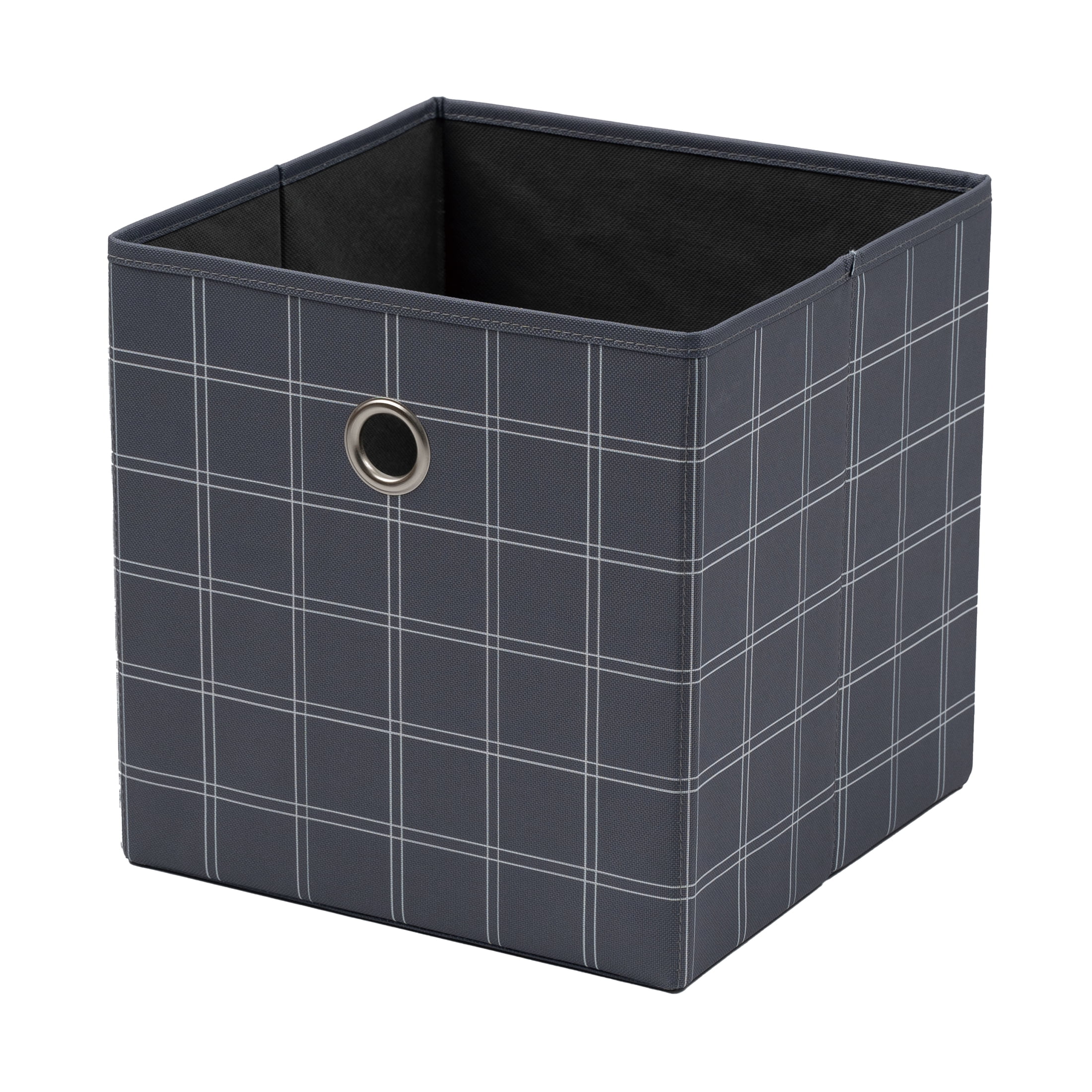 Mainstays Collapsible Fabric Cube Storage Bin, Gray Windowpane, 10.5 in ...