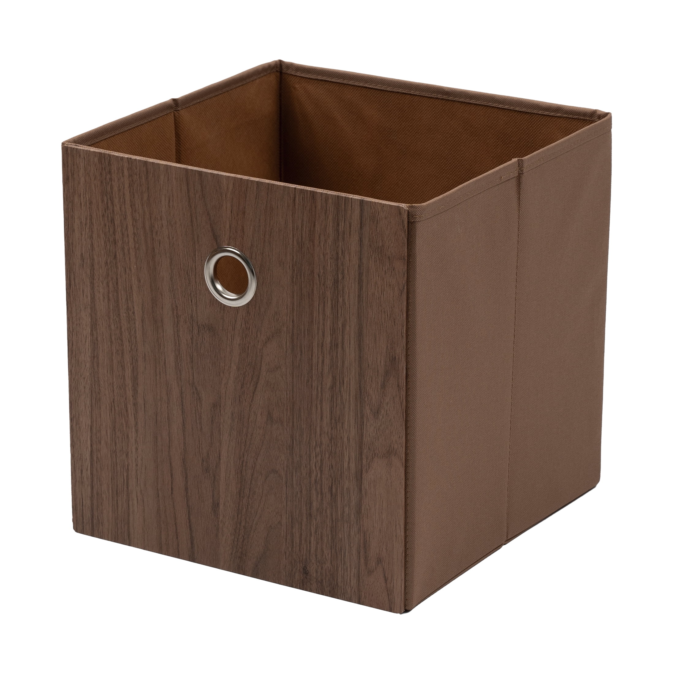 Mainstays Collapsible Fabric Cube Storage Bin, Natural Wood, 10.5 in x ...