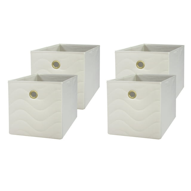 Mainstays Collapsible Quilted Fabric Cube Storage Bins (10.5" x 10.5 ...