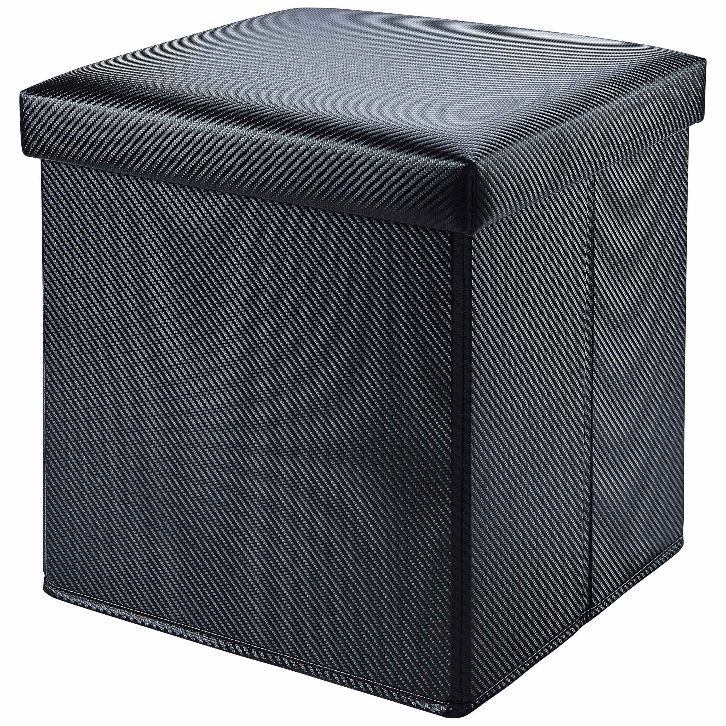 Mainstays Collapsible Storage Ottoman, Carbon Black Faux leather ...