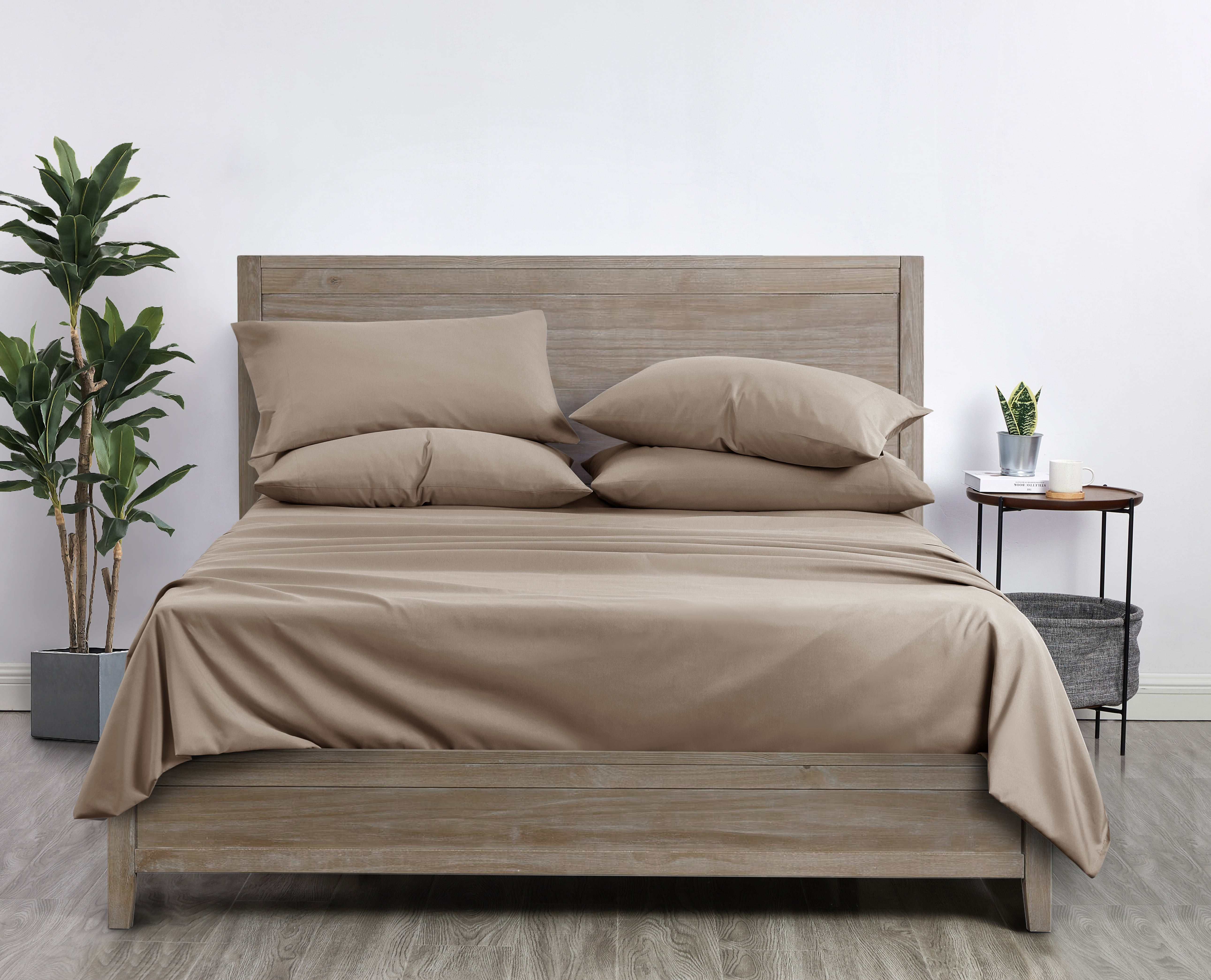 Mainstays Comfort Chill Microfiber Bed Sheet Set, Full, Brownstone, 4 ...