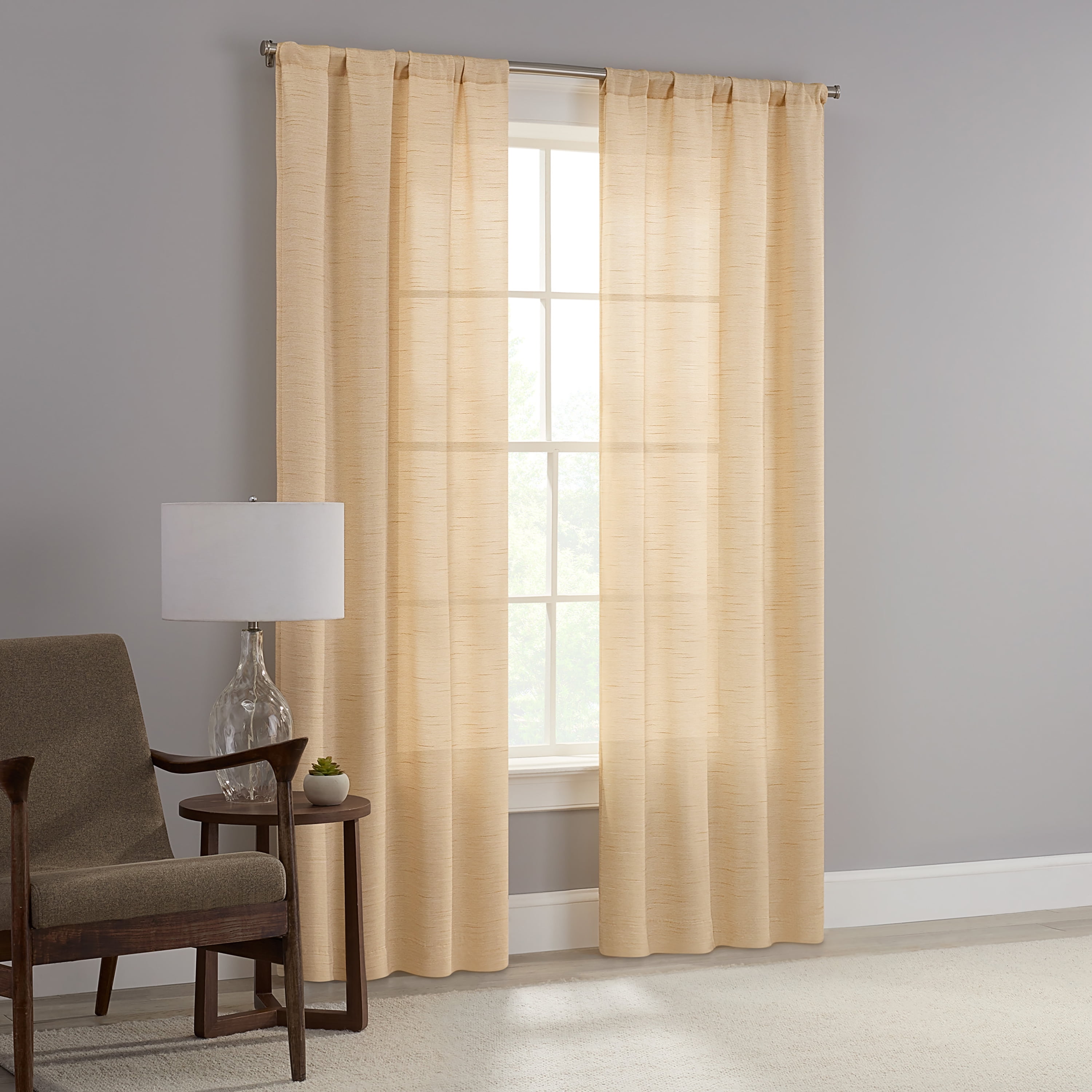 Mainstays Light Filtering Indoor Curtain Panels Set of 2, Textured ...