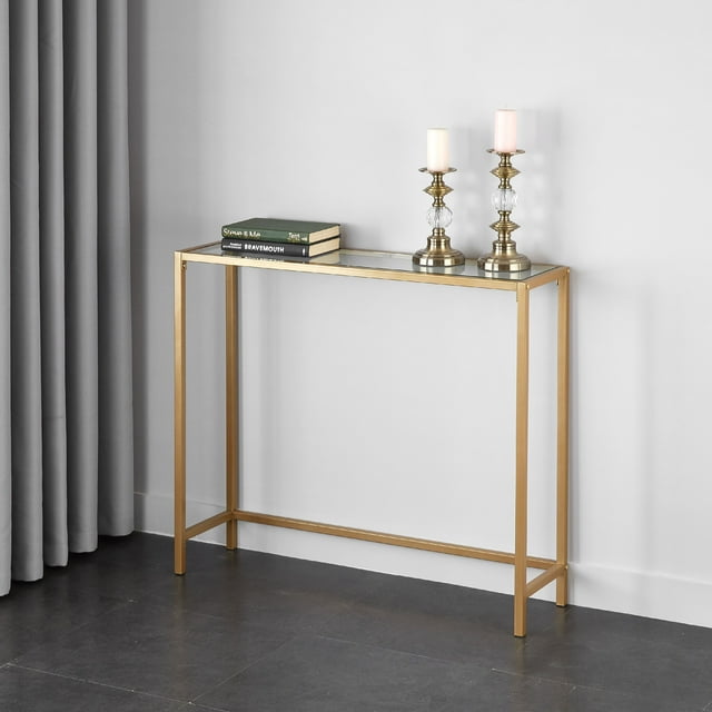 Mainstays Contemporary Tempered Glass and Metal Console Table, Gold ...