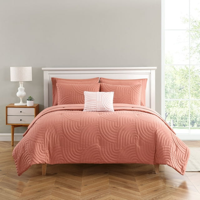 Mainstays Coral 10 Piece Bed in a Bag Comforter Set with Sheets, King ...