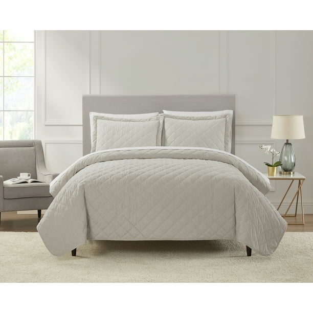 Mainstays 7 Piece Corduroy Quilt Set with Sheets, Queen - Walmart ...