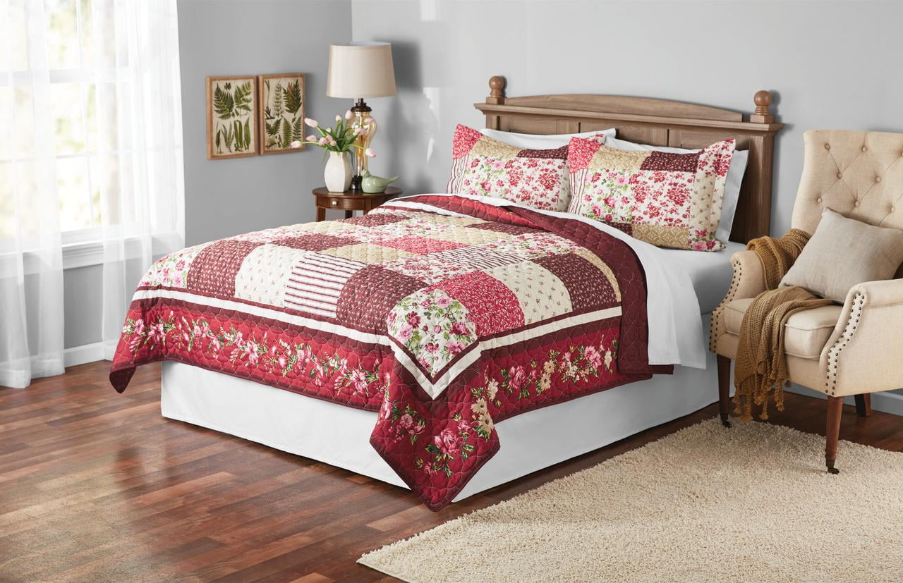 Mainstays Cottage Floral Patchwork Twin/Twin-XL Quilt - Walmart.com