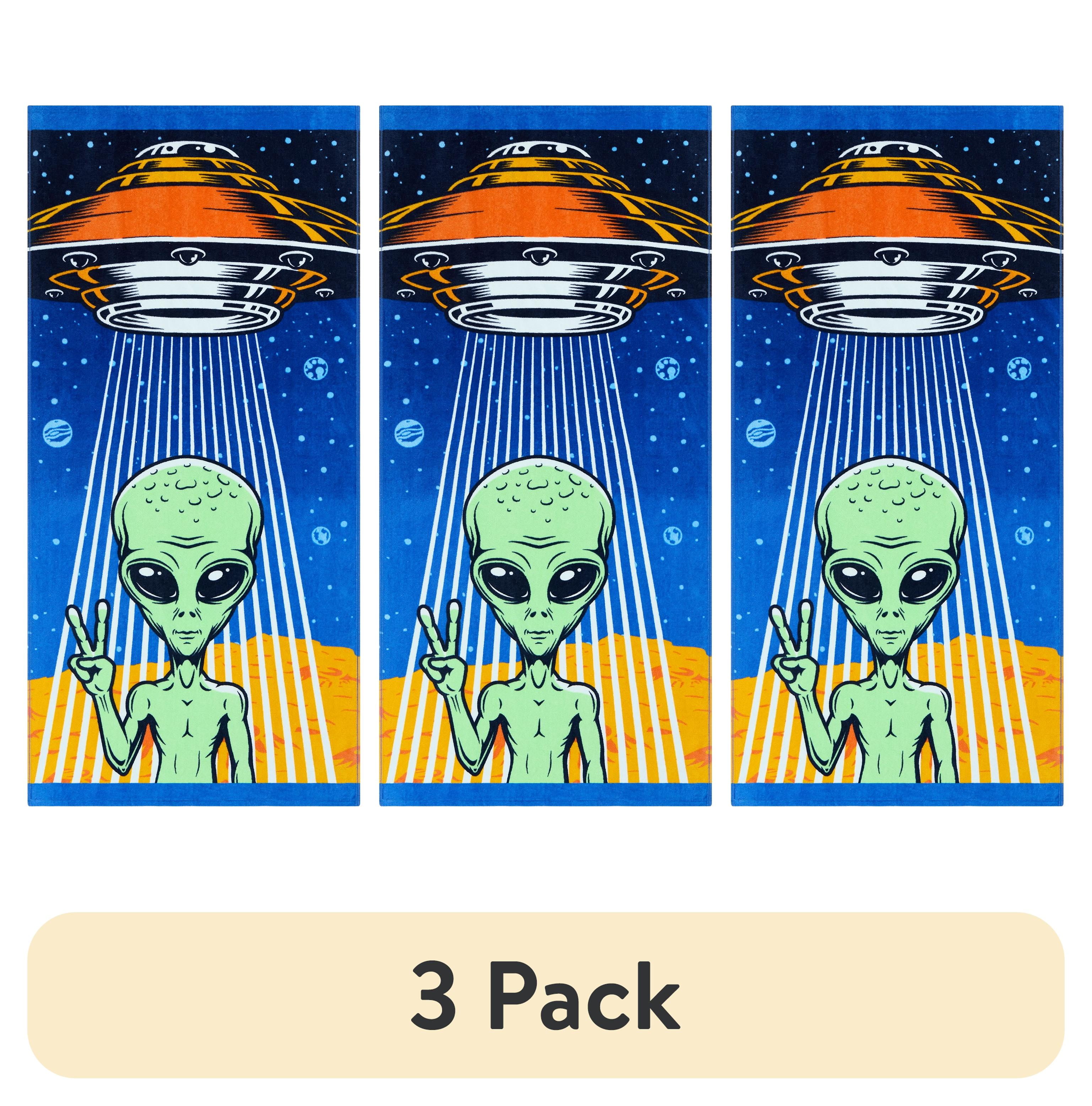 (3 pack) Mainstays Cotton Blend Alien Beach Towel, 28" x 60" - Walmart.com