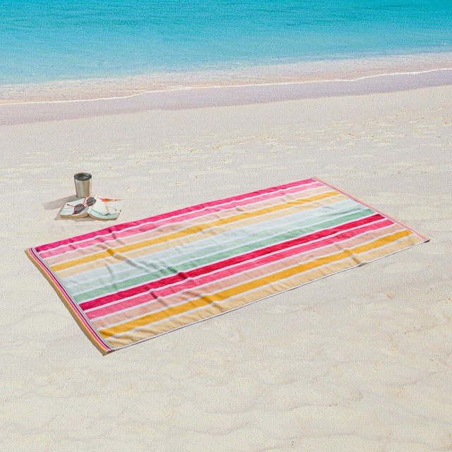 Mainstays Cotton Blend Retro Stripe Beach Towel, 34" x 64" - Walmart.com