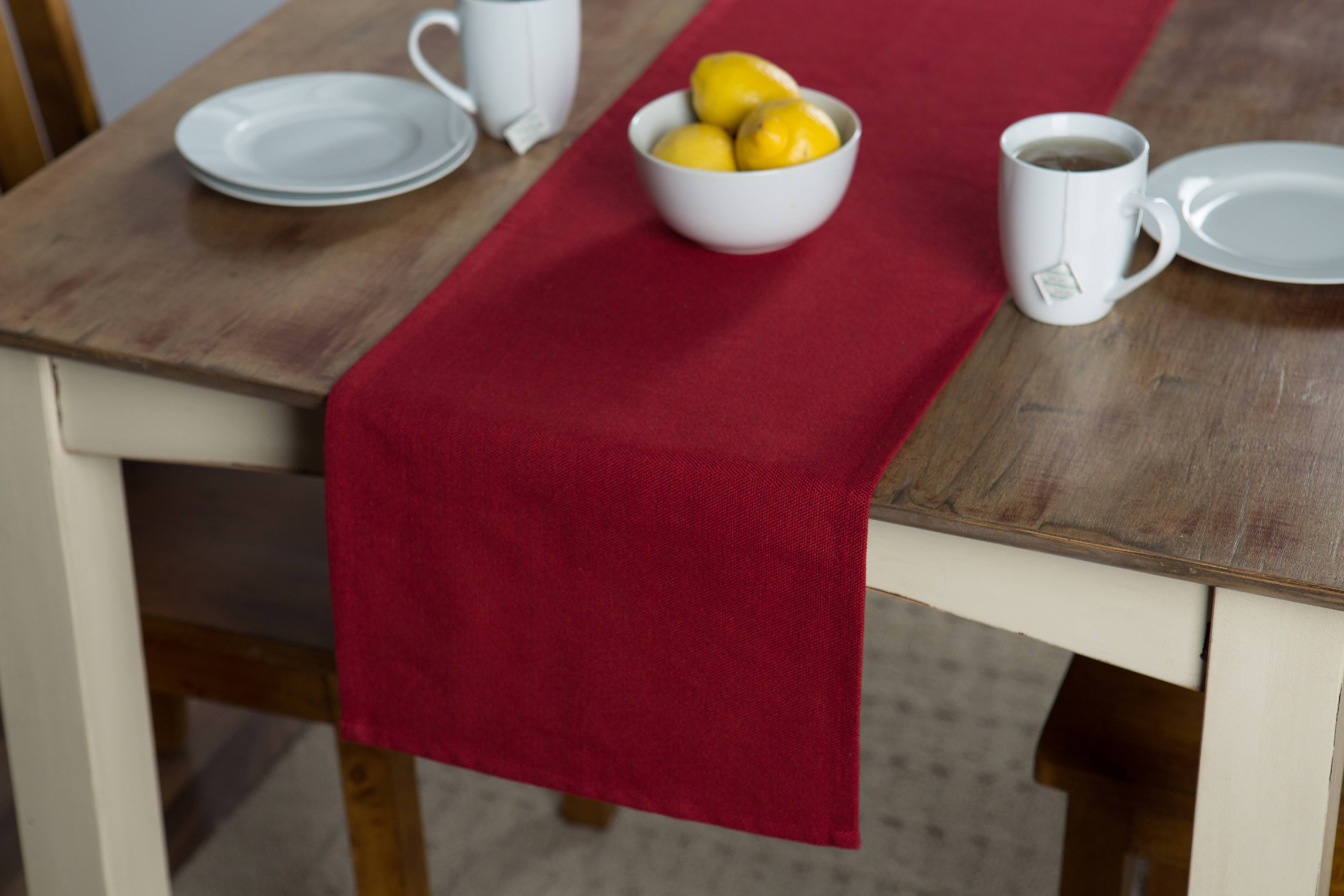 Mainstays Cotton Polyester Blend 13" x 72" Woven Solid Red Table Runner ...