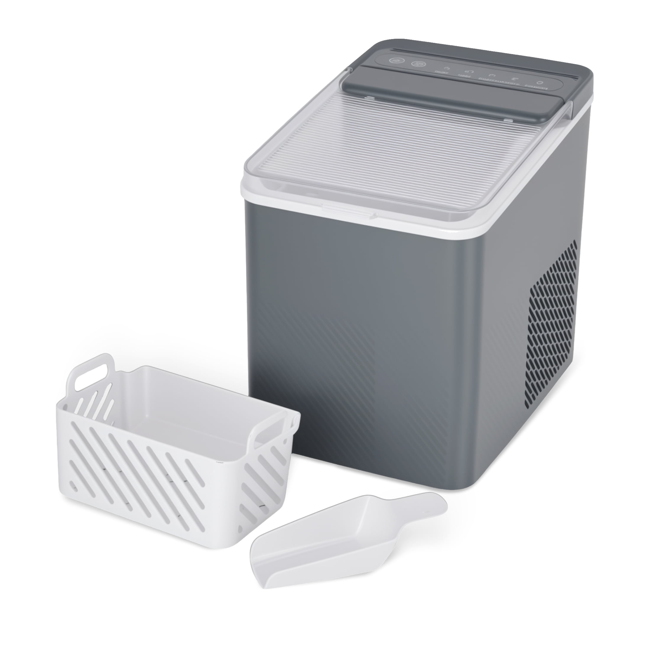 Mainstays Countertop Ice Maker, Soothing Grey, 9 Bullet Cubes, 2 Ice ...