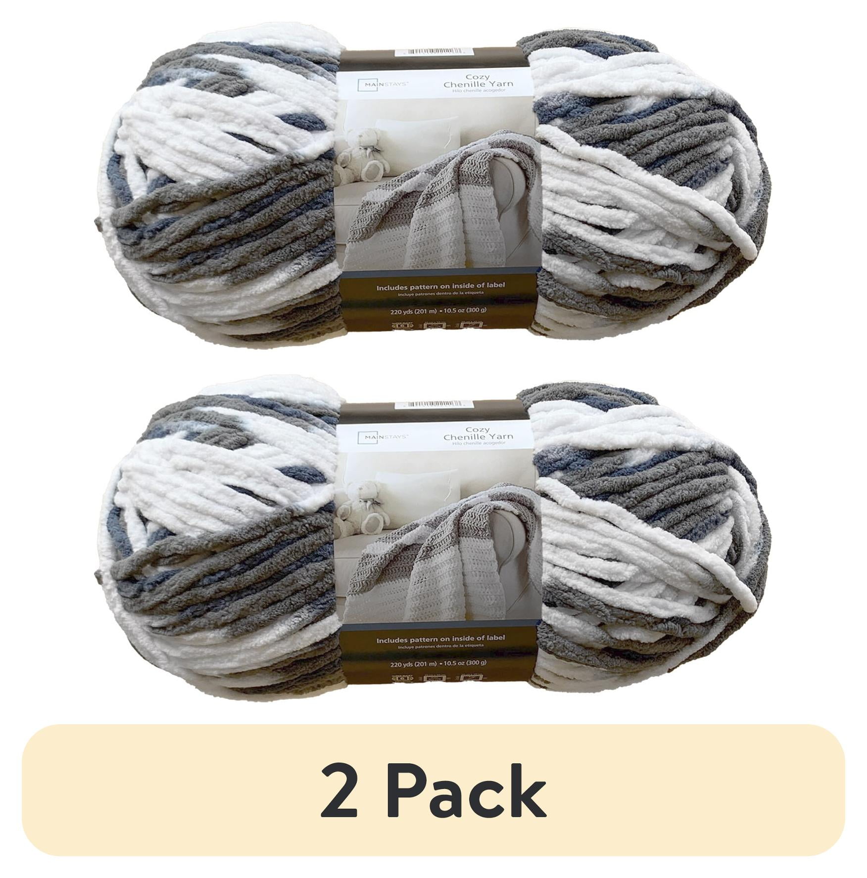 (2 pack) Mainstays Cozy Chenille Yarn, 220 yd, Multi-Blue, 100% ...