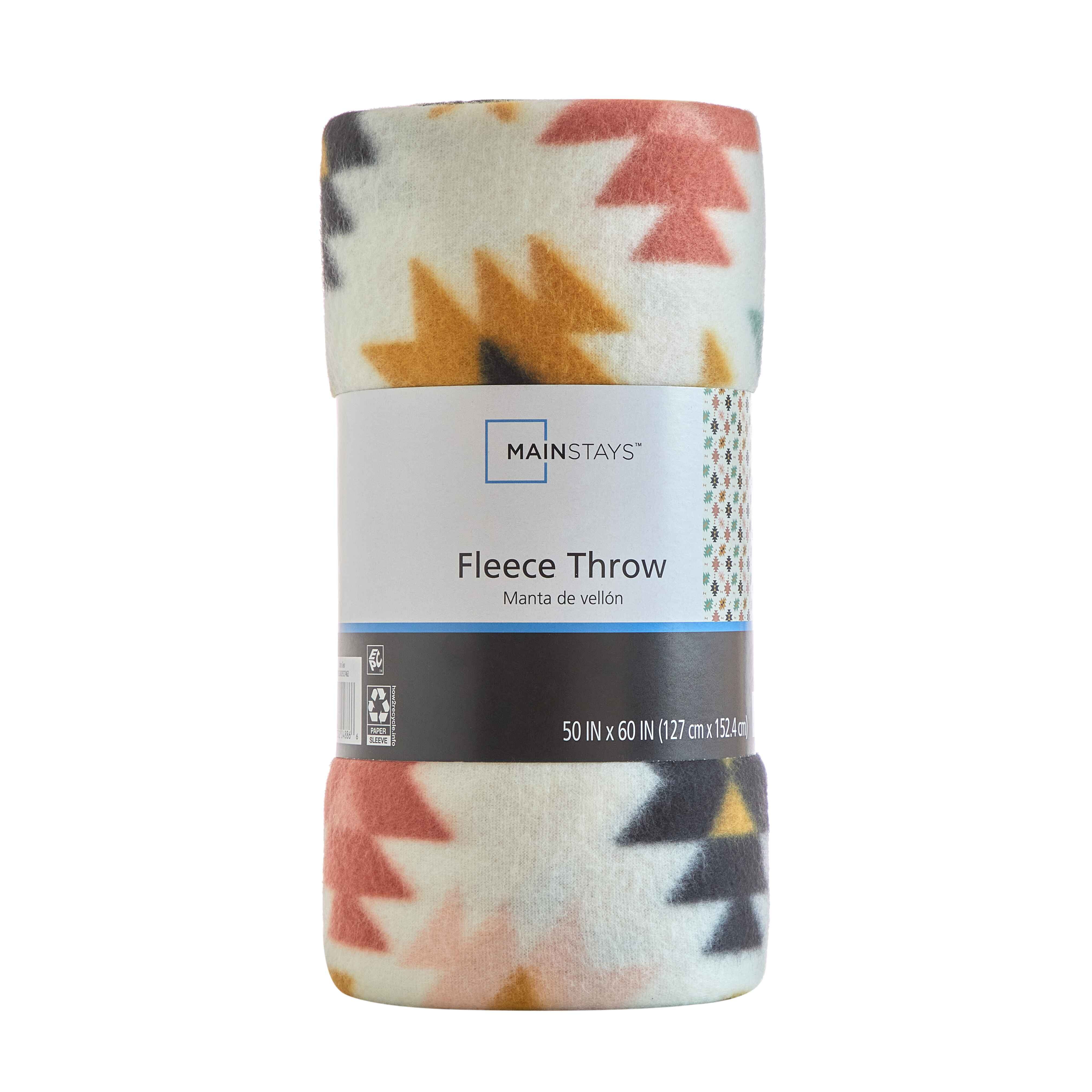 Mainstays Cozy Fleece Throw Blanket, Aztec Geo 50" x 60" All Ages ...