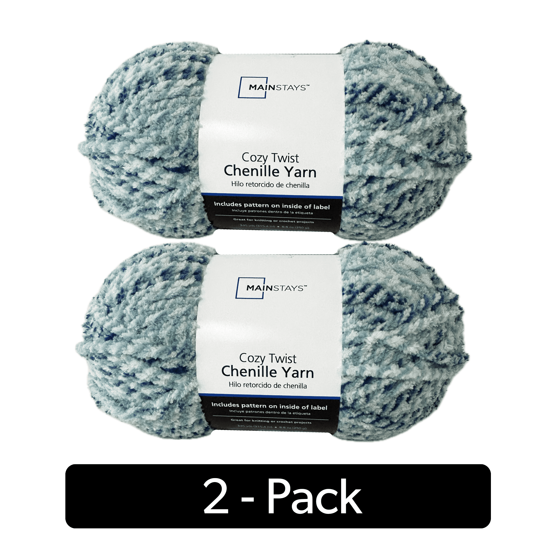 Mainstays Cozy Twist Yarn, 345 yd, Blue Multi, 100% Polyester, Bulky ...