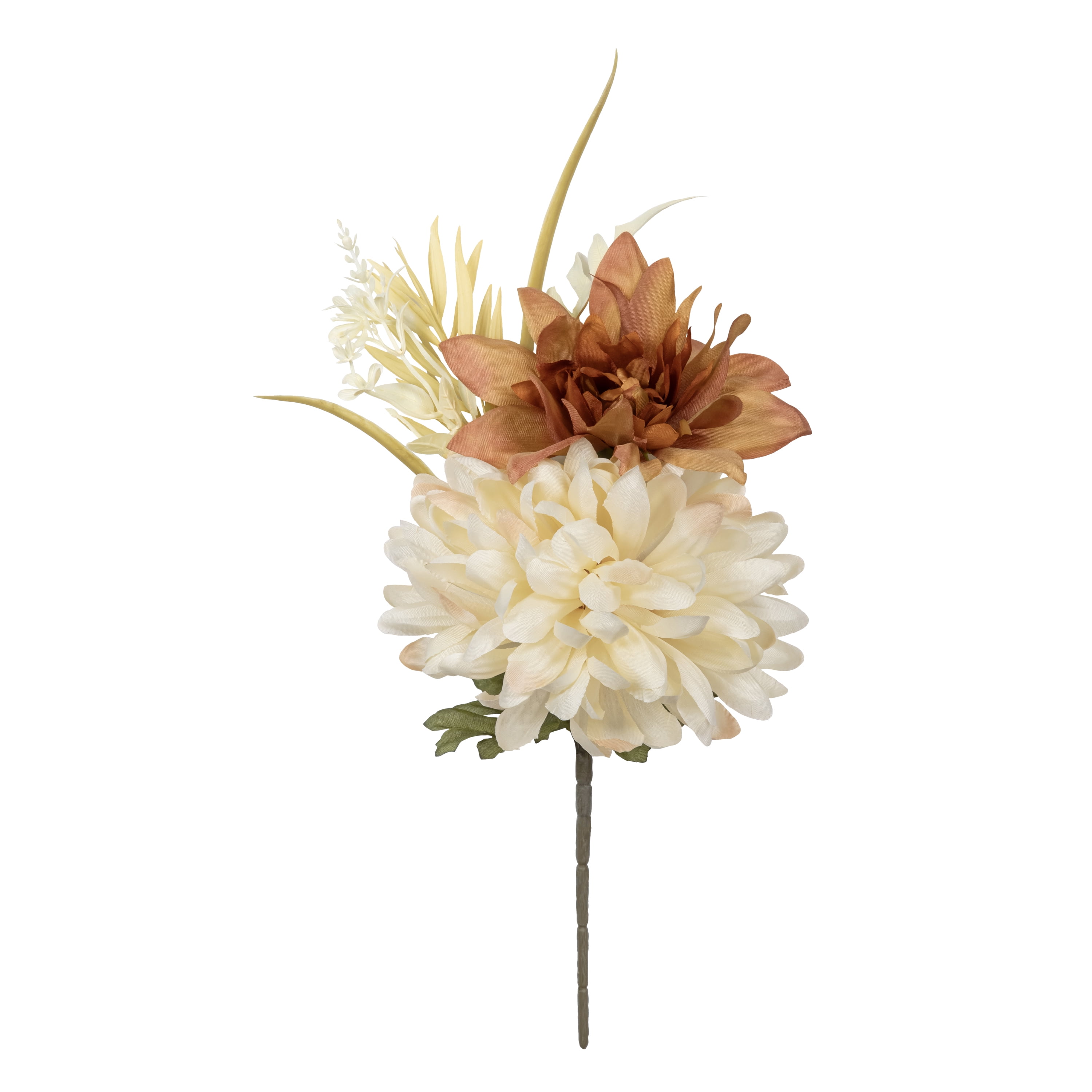 12-inch Artificial Silk Cream Mum Mixed Fall Pick, for Indoor Use, by ...