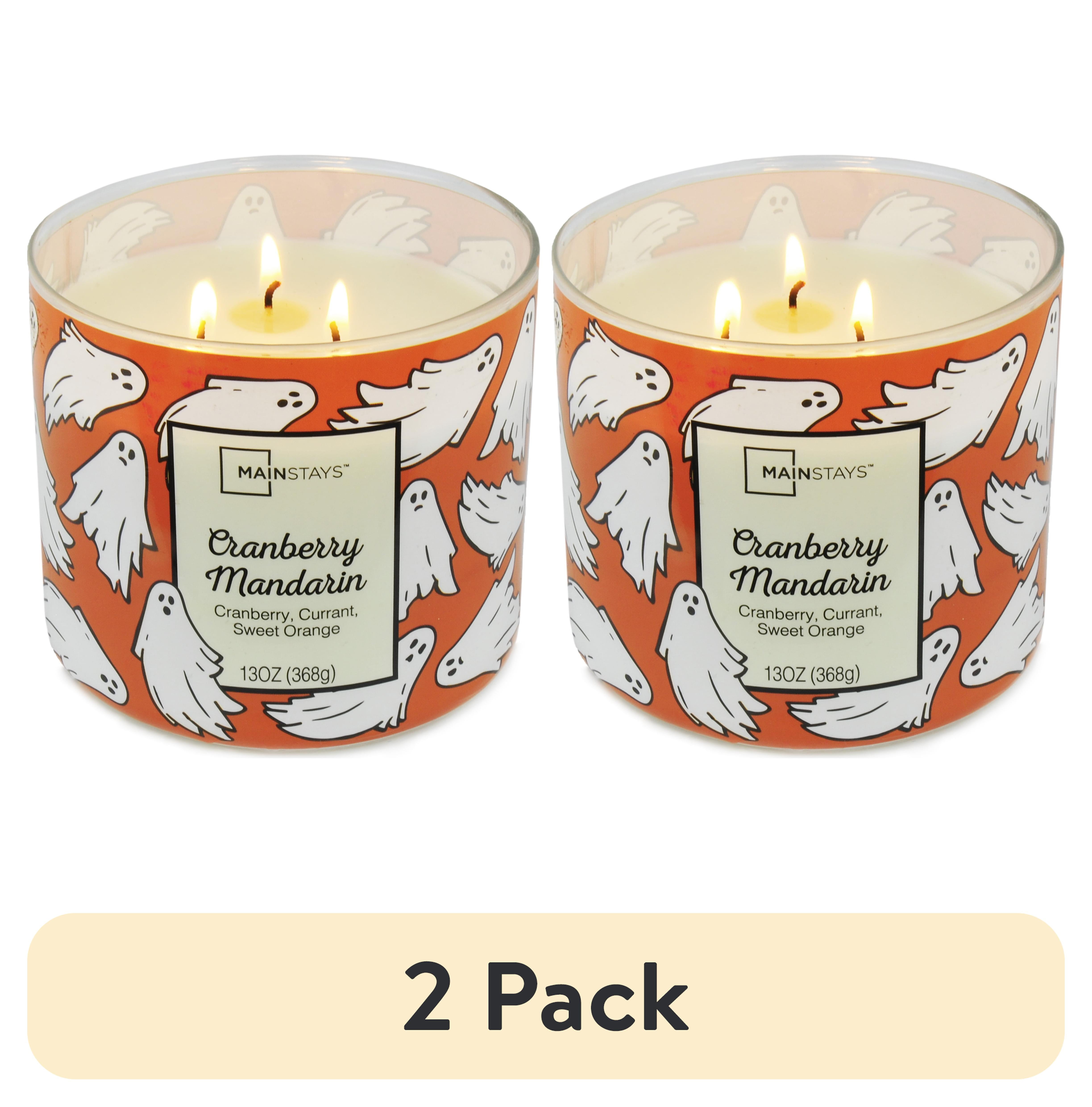 (2 pack) Mainstays Cranberry Mandarin Halloween Candle, 13 ounce ...