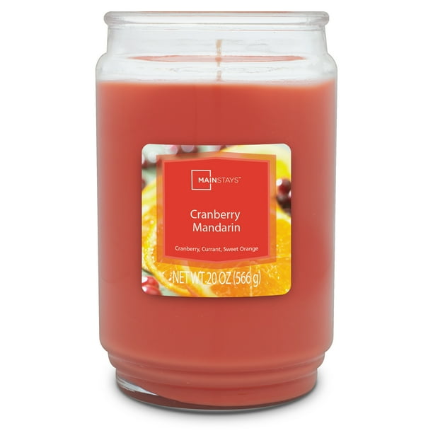 Mainstays Cranberry Mandarin Scented Single Wick Candle, 20 oz ...