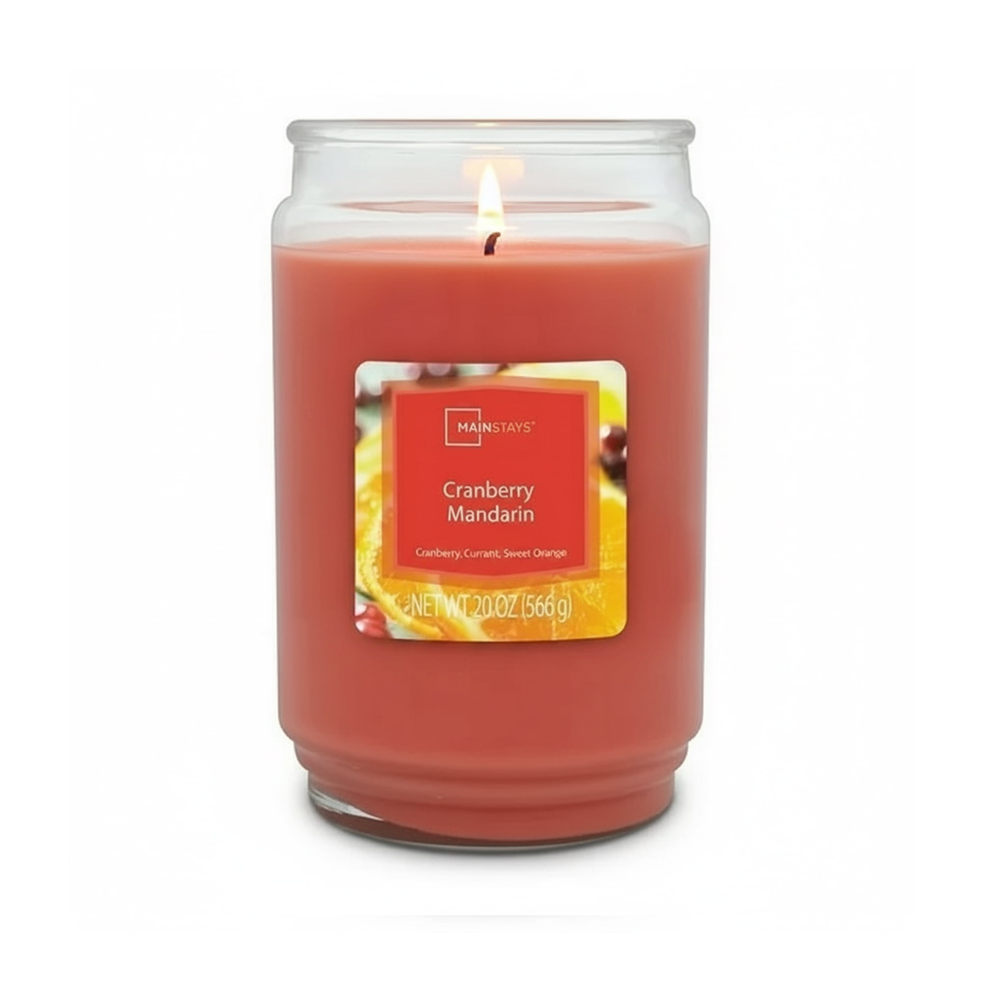 Mainstays Cranberry Mandarin Scented Candle, 20 oz Large Glass Jar ...