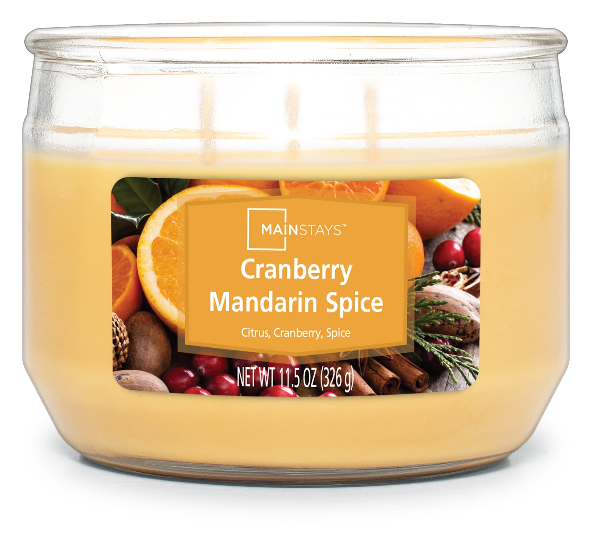 Mainstays Cranberry Mandarin Spice 3 Wick Candle, 11.5 oz, scented with ...