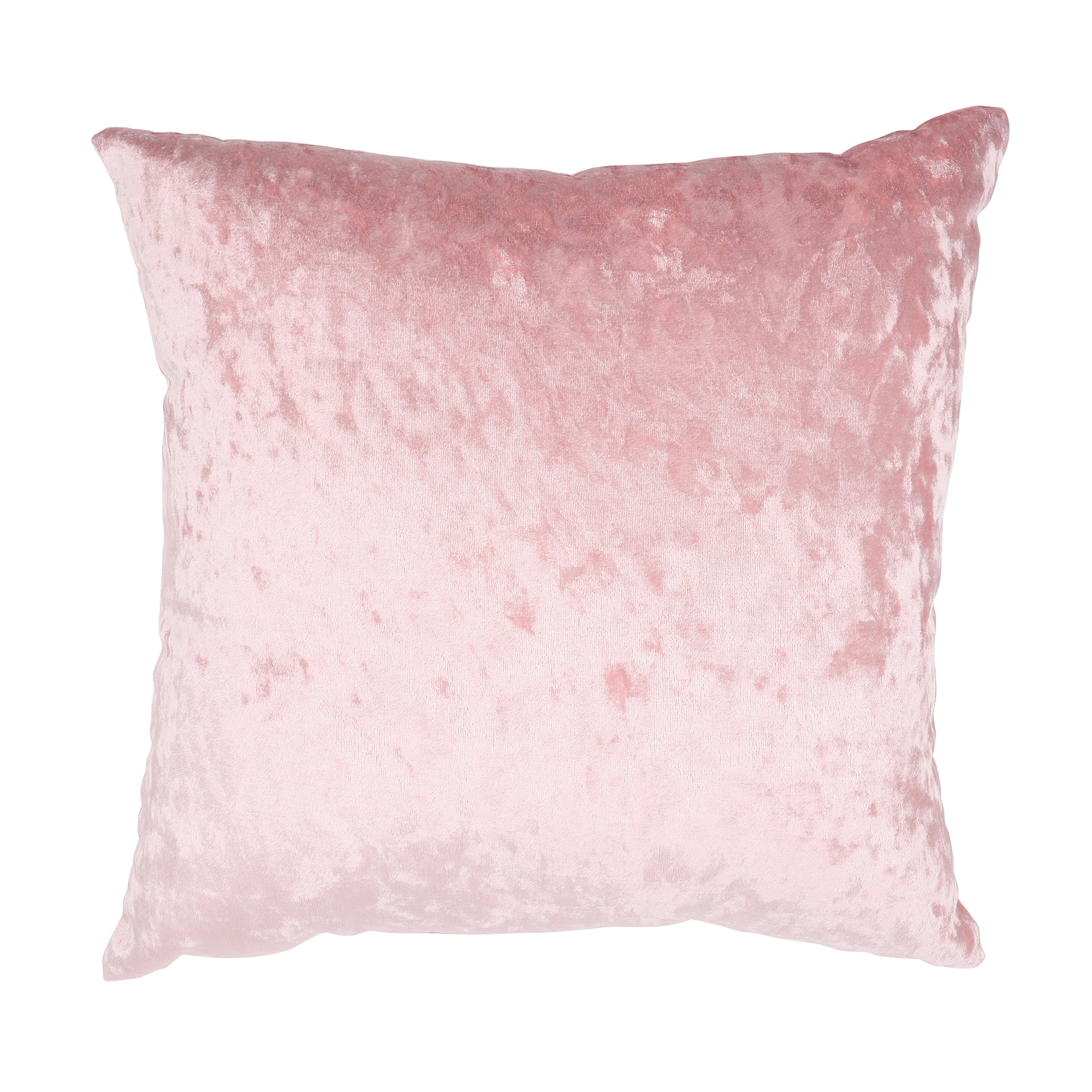 Mainstays Crushed Velvet Decorative Throw Pillow 18x18 Blush Pink ...