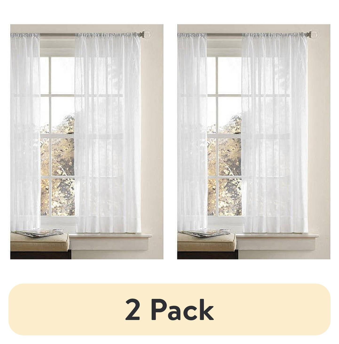 (2 pack) Mainstays Crushed Voile Single Curtain Panel, Sheer, White, 51 ...