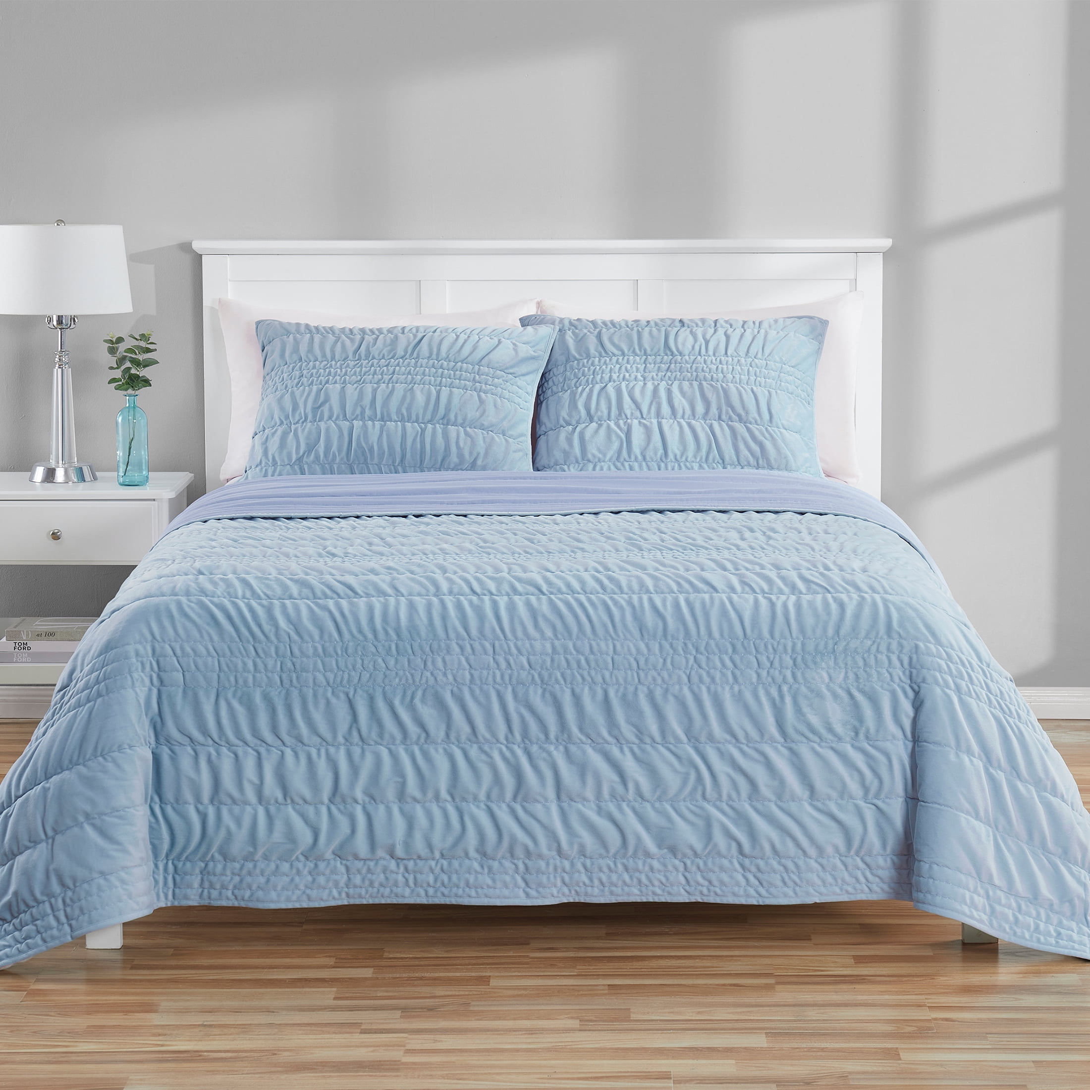 Mainstays Reversible Crystal Mink Quilt Teal Blue Zig Zag Stripe Full/Queen Polyester - Walmart.com