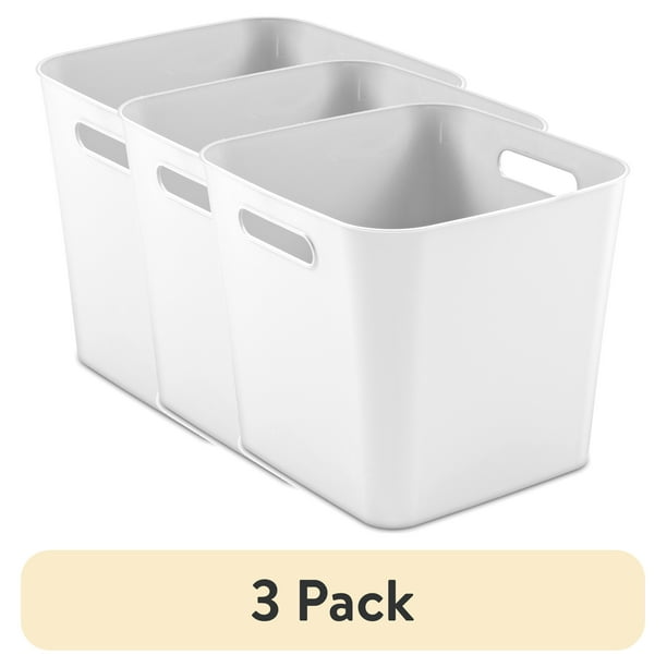 (3 pack) Mainstays Cube Plastic Storage Bin, White - Walmart Business ...