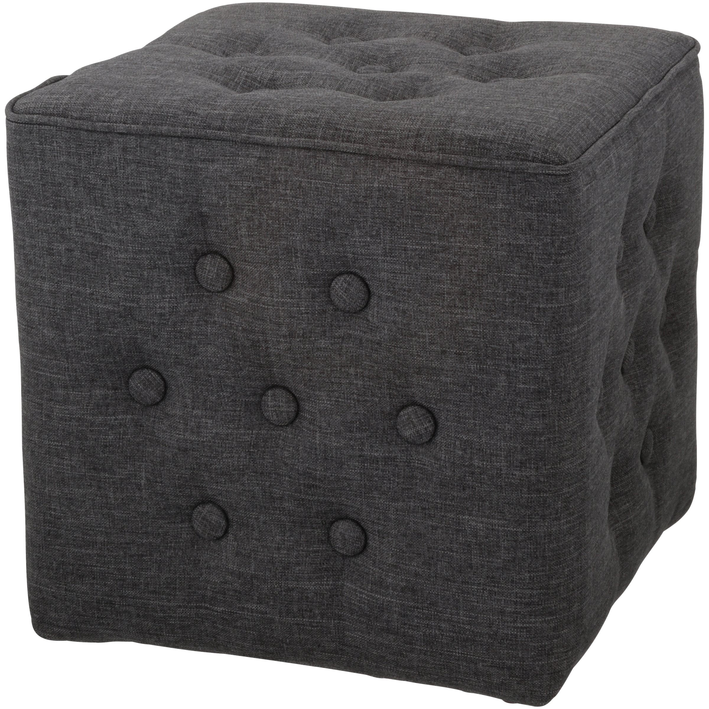 Free Shipping! Mainstays Charcoal Tufted Linen Pouf, Living Room ...