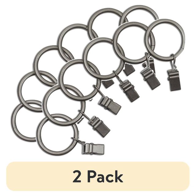 (2 pack) Mainstays Curtain Clip Rings Pewter, Set of Seven - Walmart.com