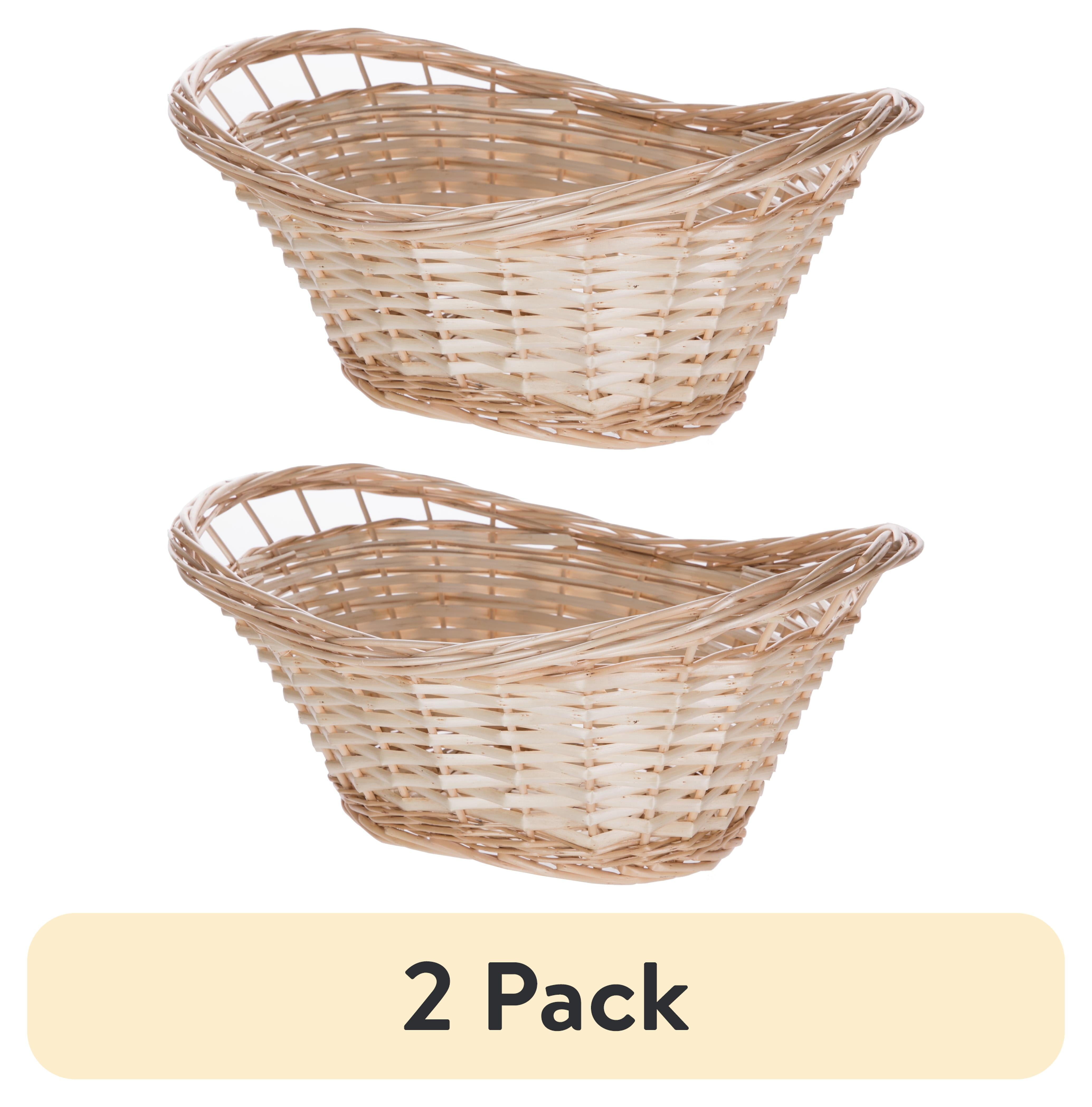 (2 pack) Mainstays Decorative Oval Split Willow Basket with Cutout Handles, 16.14” L x 11.42” W ...