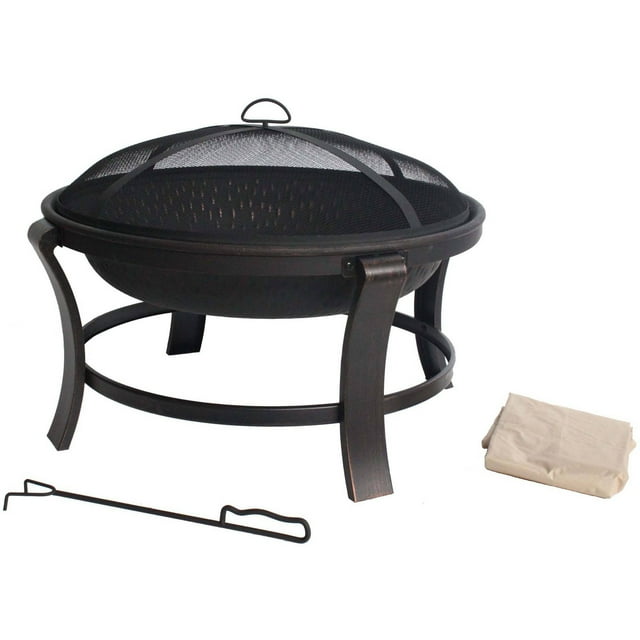 Mainstays Deep 30" Steel Fire Pit, Antique Bronze - Walmart.com