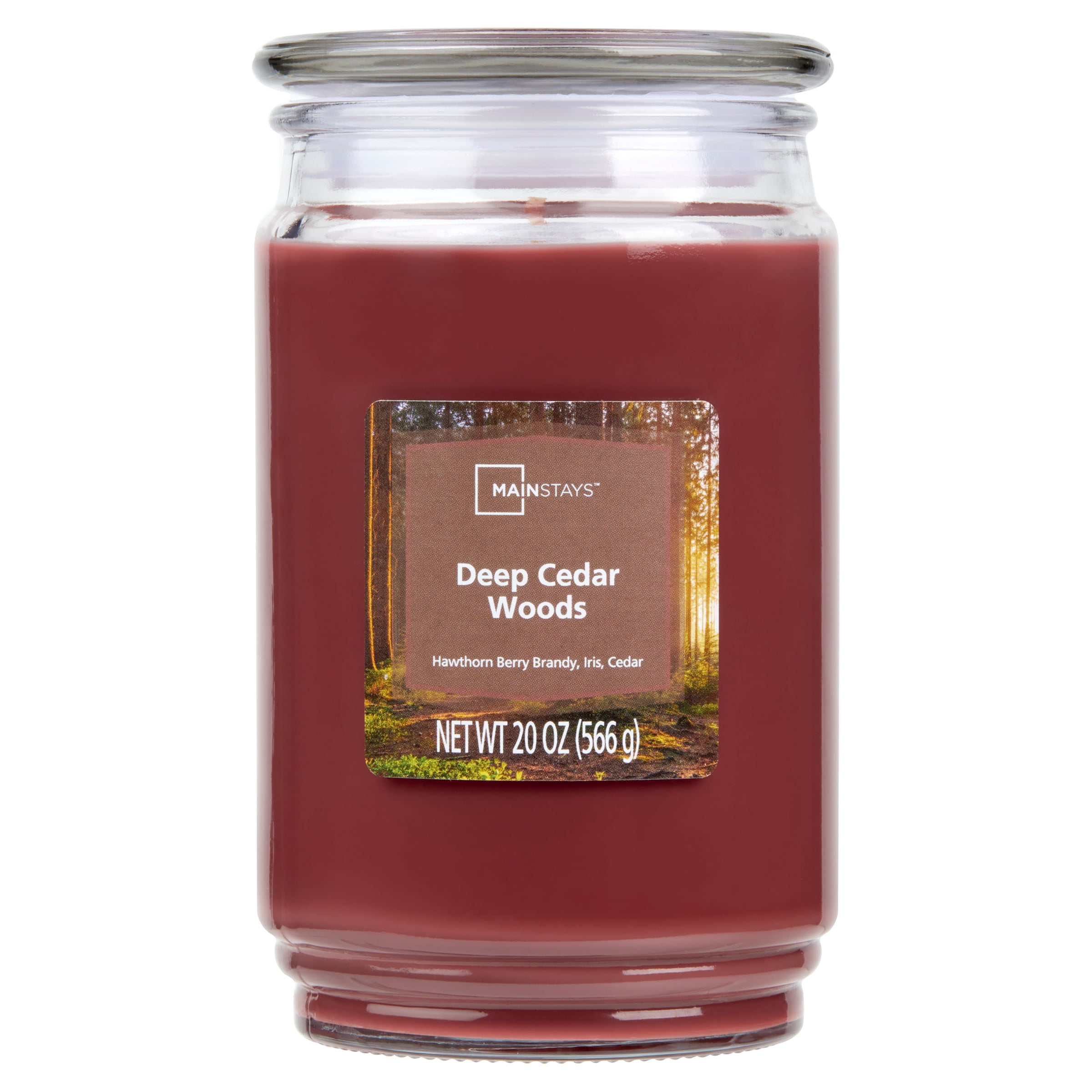Mainstays Deep Cedar Scented Single-Wick Large Glass Jar Candle, 20 oz ...