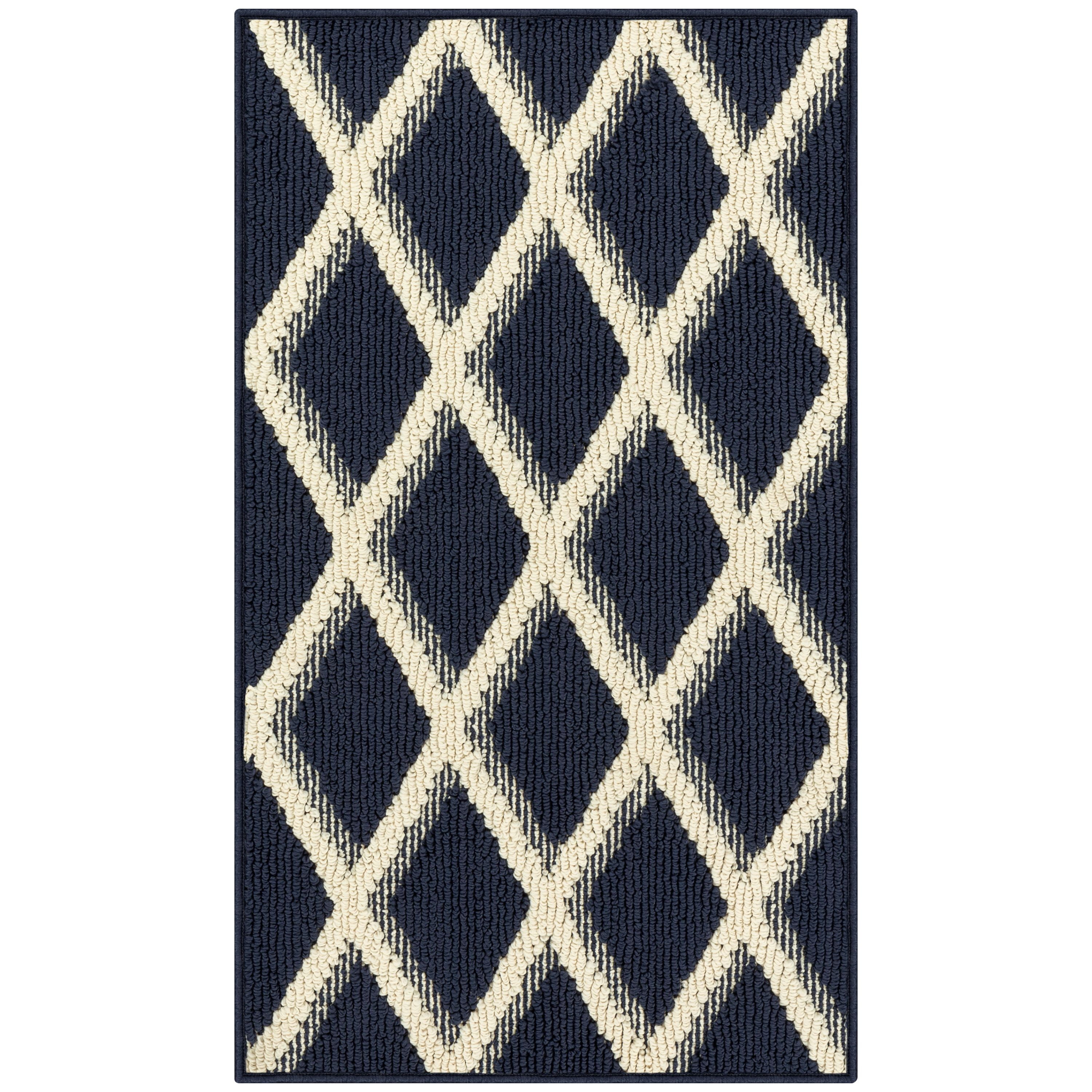 Mainstays Diamond Geometric Navy Blue Accent Rug - Walmart.com