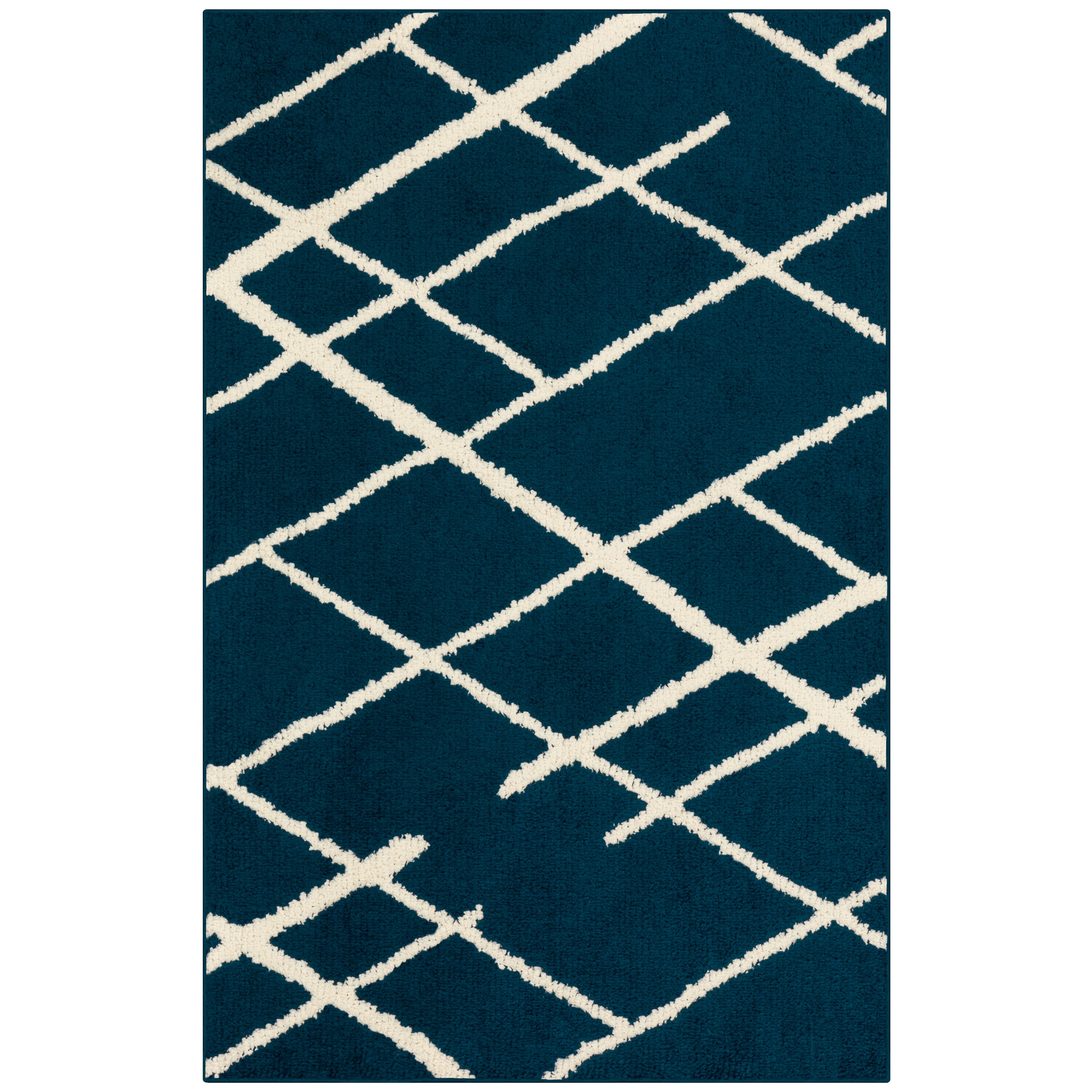 Mainstays Diamond Plush Contemporary Blue Shag Indoor Area Rug, 3'x4'8 ...