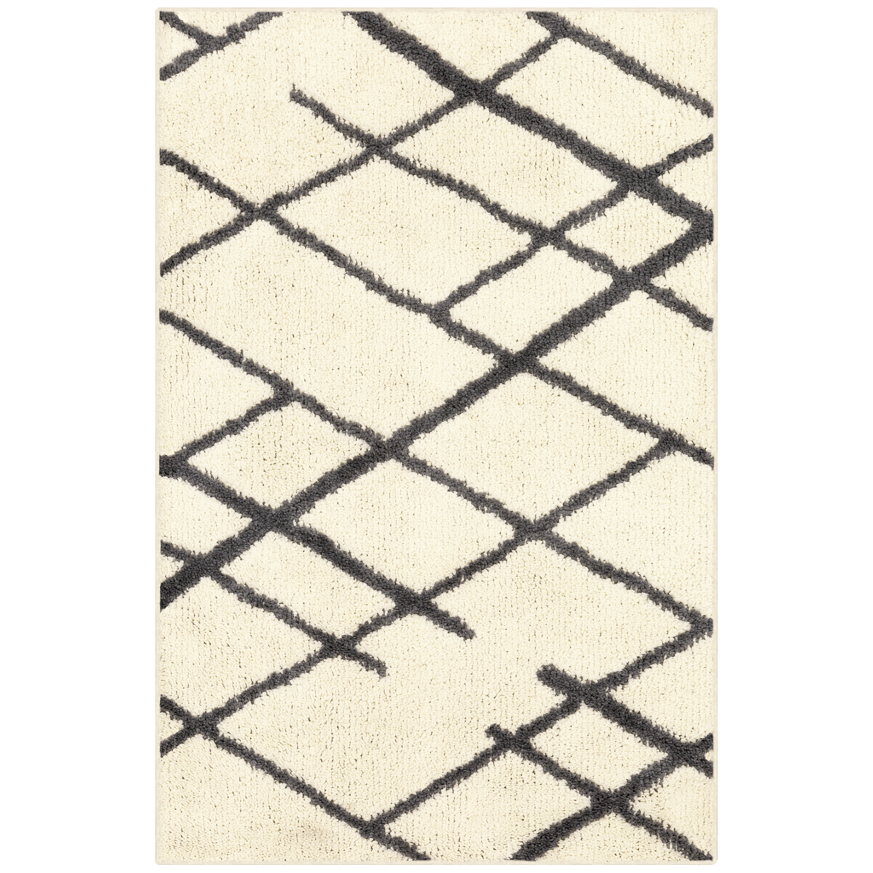 Mainstays Diamond Plush Contemporary Cream Shag Indoor Area Rug, 3' x 4 ...