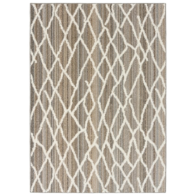 Mainstays Diamond Stripe Earth Tone/White Indoor Area Rug, 5' x 7 ...