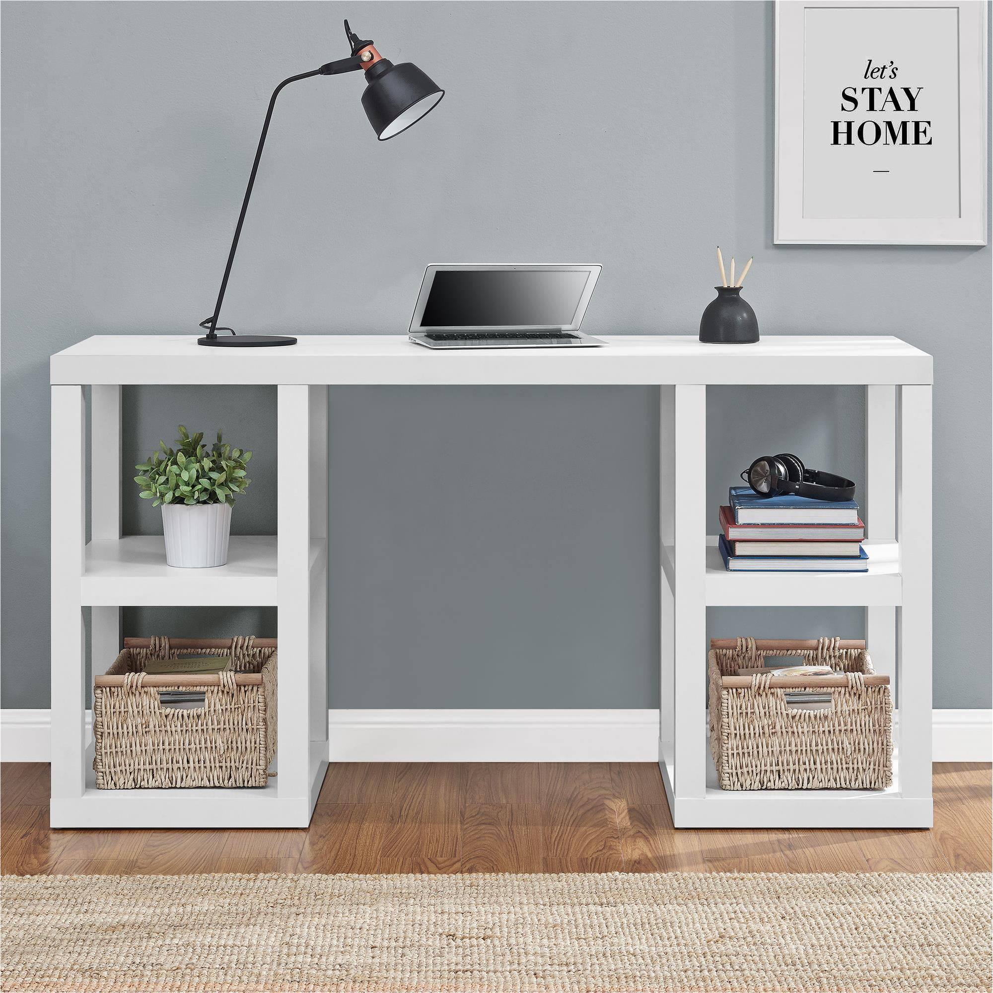 Ameriwood Home Parsons Double Pedestal Computer Desk, White - Walmart.com