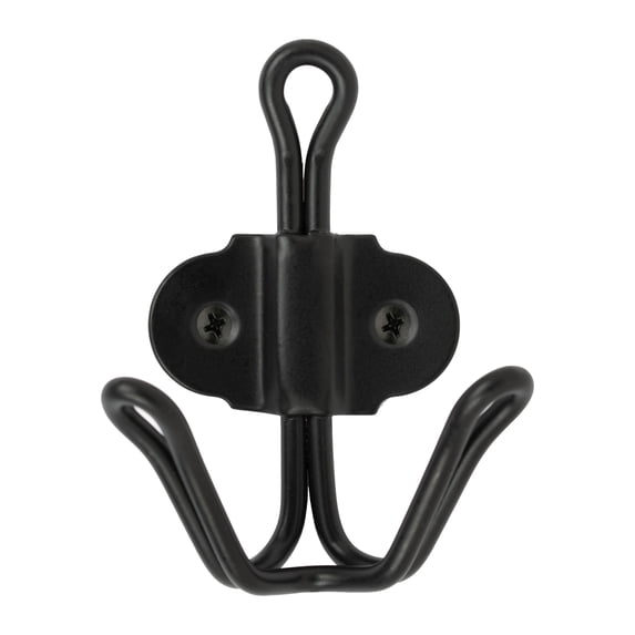 Mainstays Double Prong Metal Wall Mounted Coat and Hat Hook, Matte ...