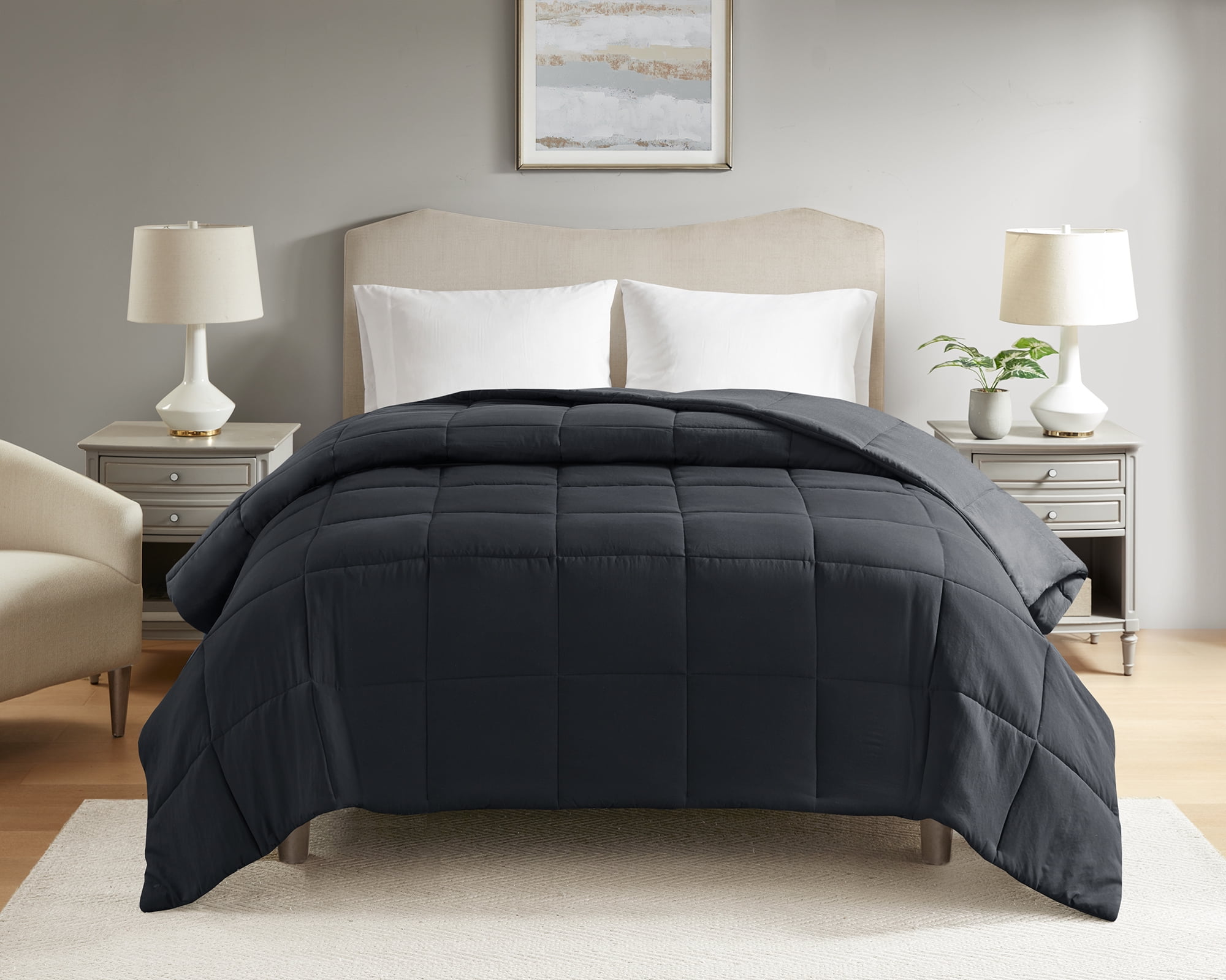 Mainstays Black Full Queen Down Alternative Comforter All Season Unisex ...