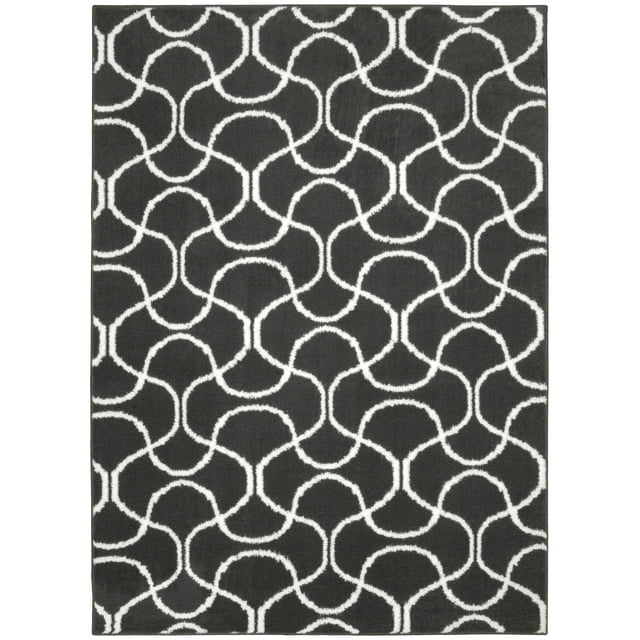Mainstays Drizzle Polypropylene Cinder Gray/White Indoor Area Rug, 5' x ...