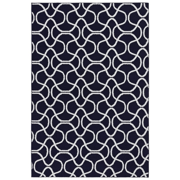 Mainstays Drizzle Navy/White 9 ft. x 12 ft. Large Area Rug - Walmart ...