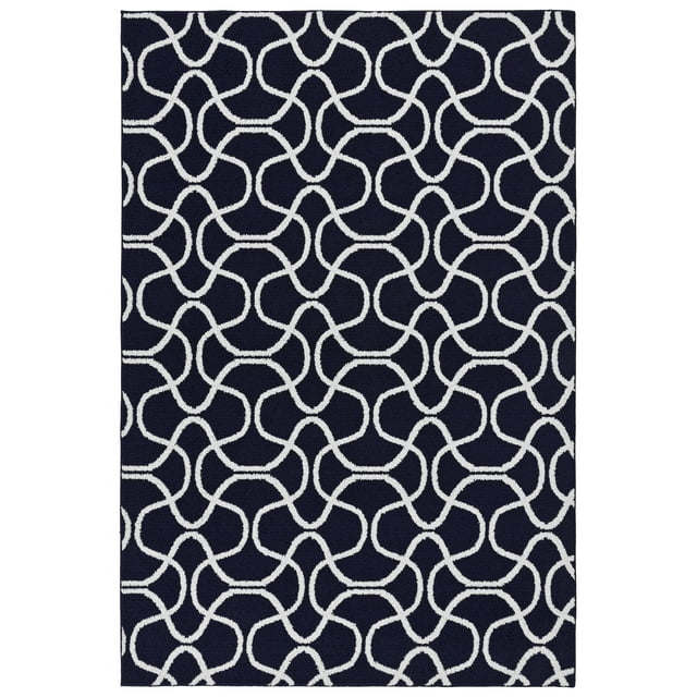 Mainstays Drizzle Polypropylene Navy/White Indoor Area Rug, 5' x 7 ...