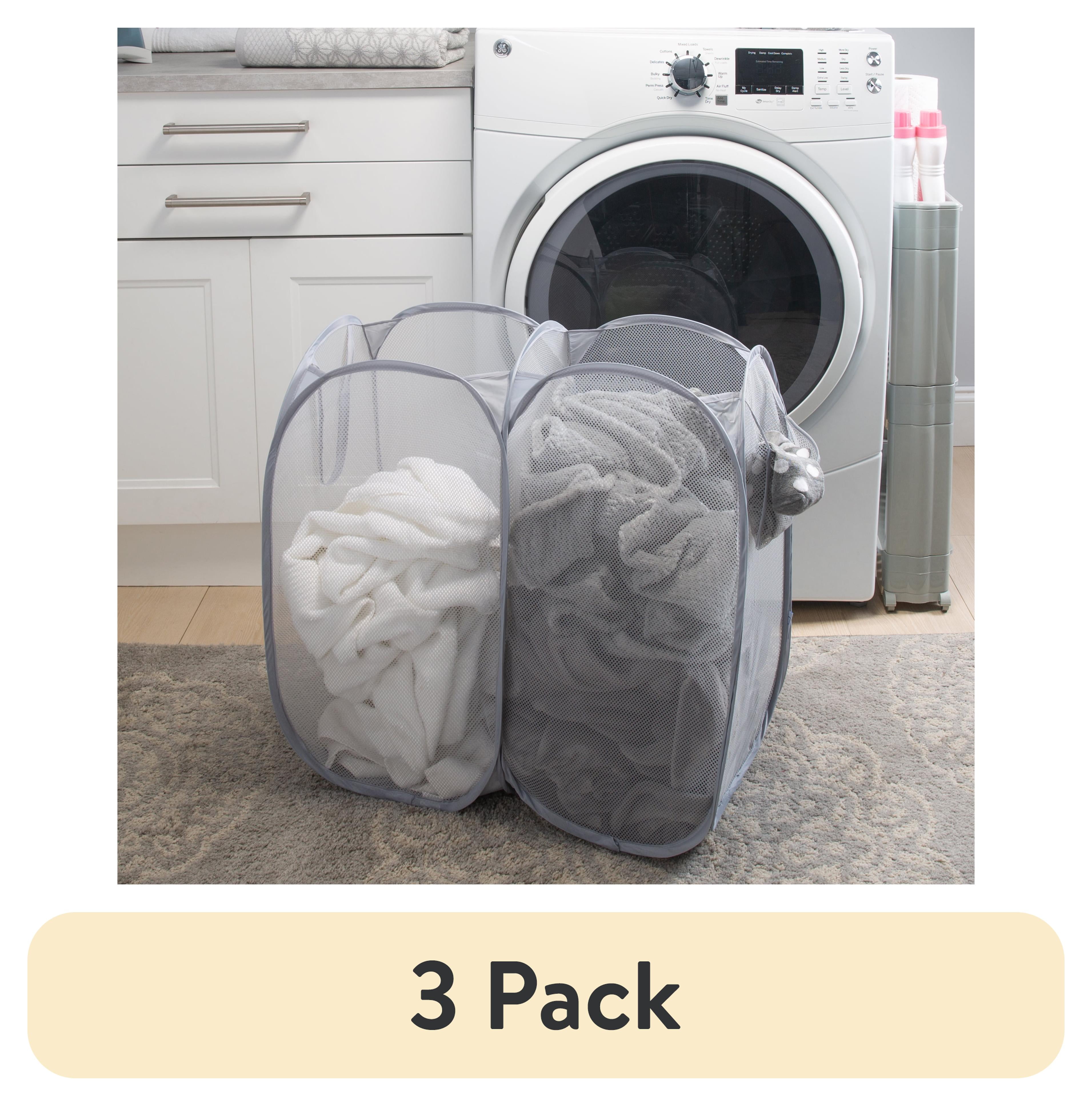 (3 pack) Mainstays Dual Pop-up Adult Mesh Laundry Hamper - Walmart.com
