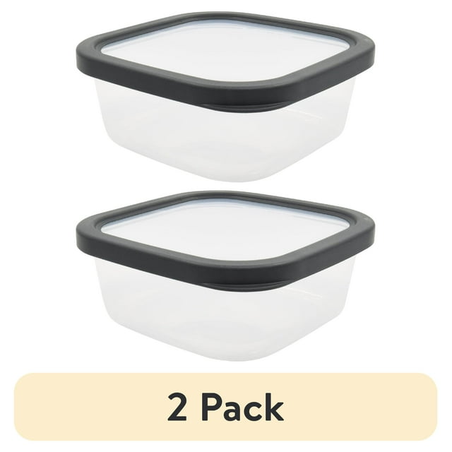 (2 pack) Mainstays Durable Food Storage Container Gray Plastic 4.96 Cup ...