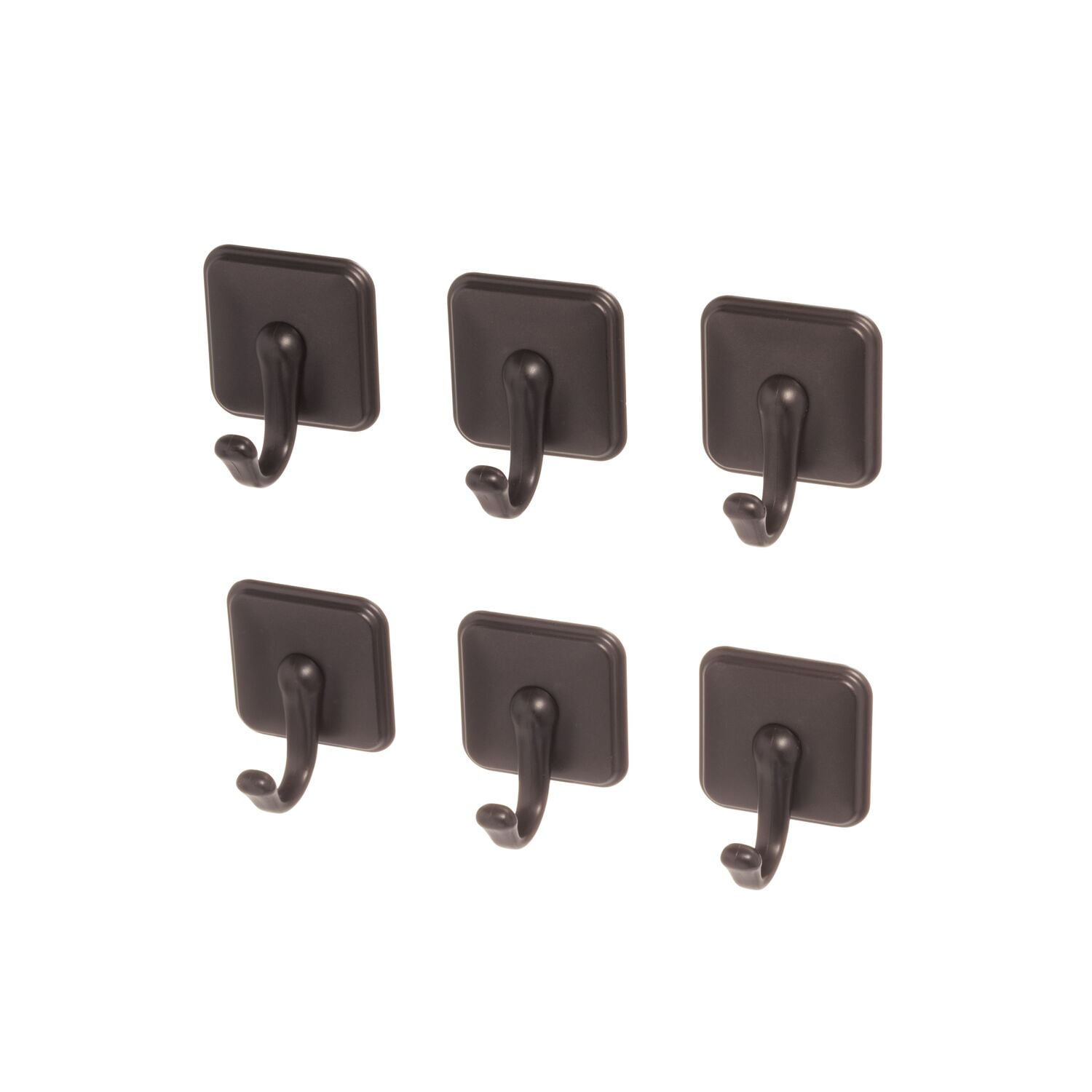 Mainstays Durable Plastic Adhesive Hook with Bronze Finish, 6 Count ...